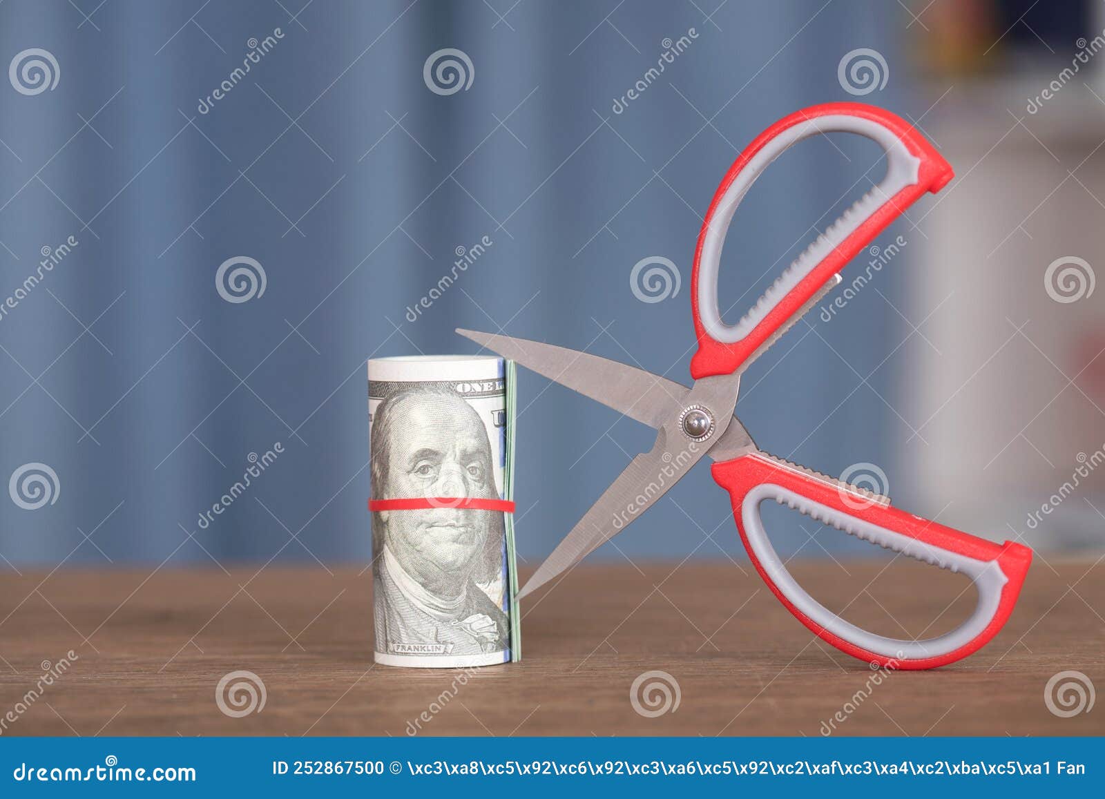 Scissors To Cut Dollar Bills Stock Photo - Image of still, concept ...