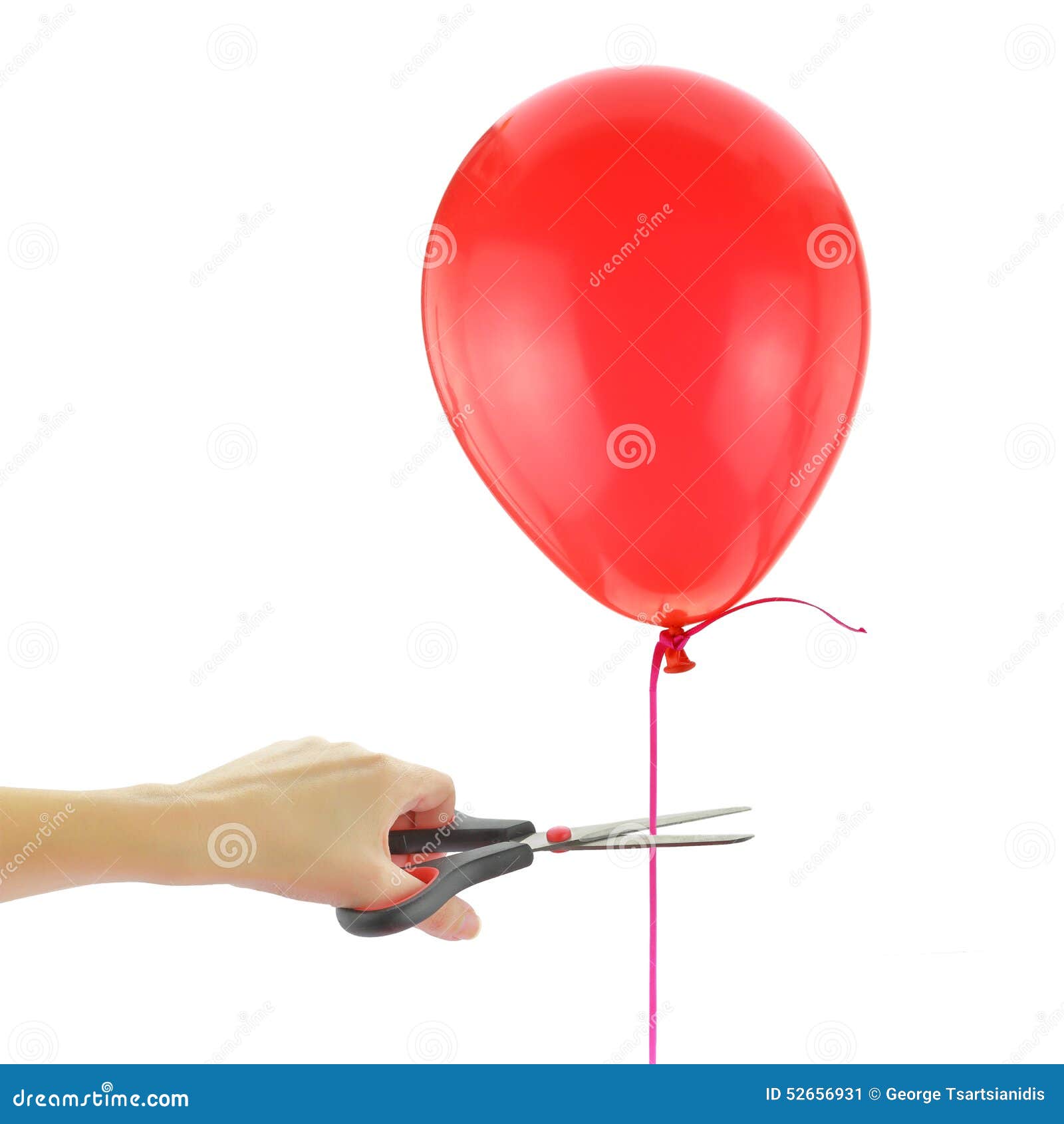 Scissors about To Cut Loose a Balloon Stock Image - Image of psychology ...