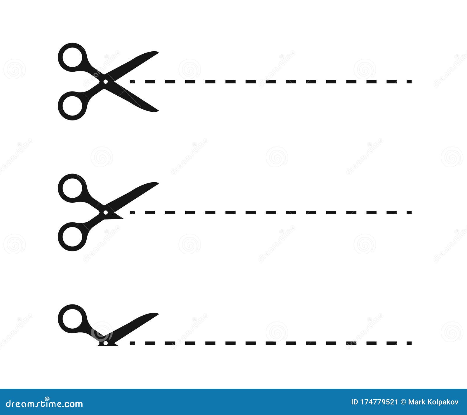 Scissors, Trim Line Icons Set. Vector Illustration on White Background ...