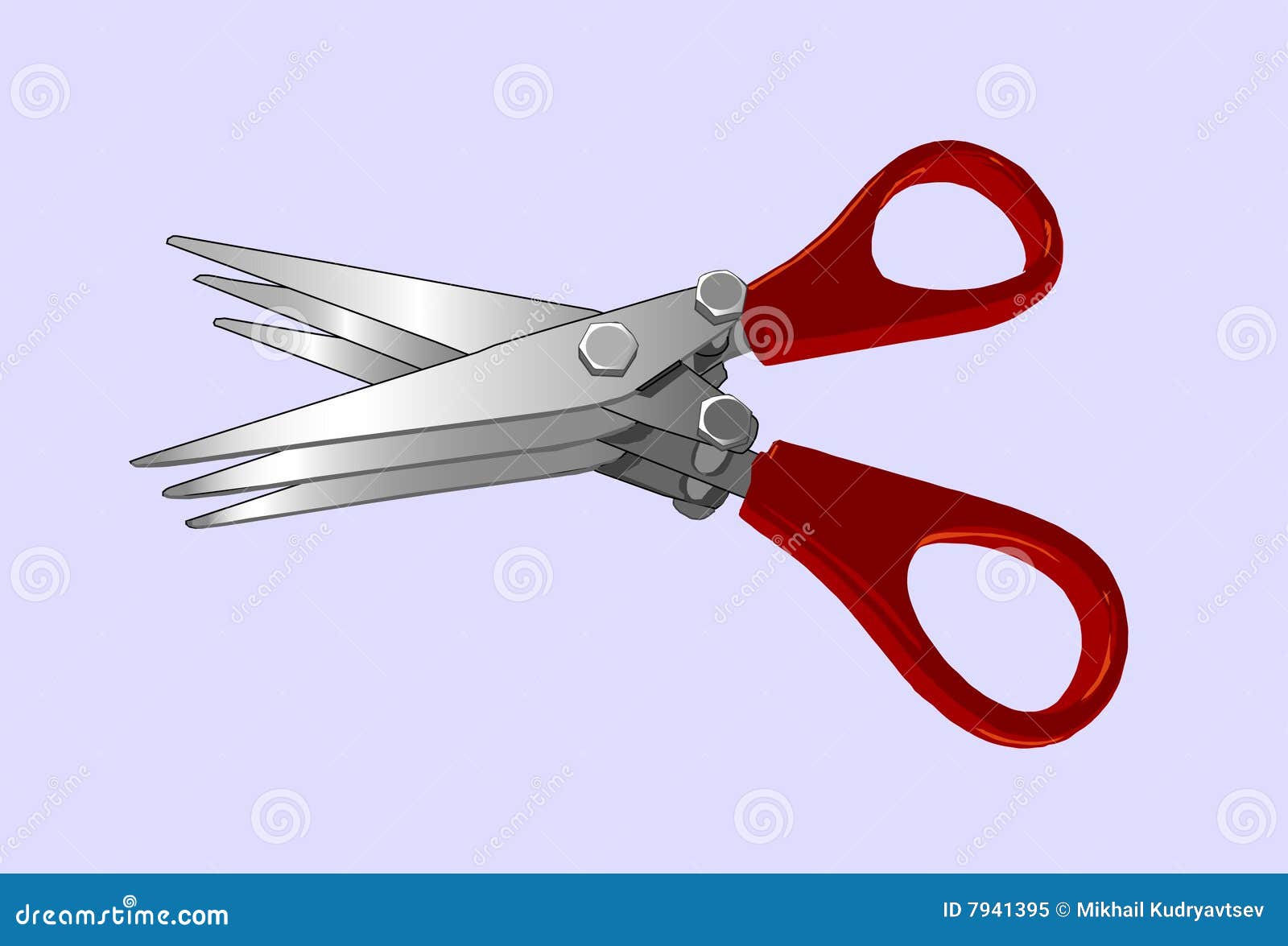 Scissors with Triple Blades Stock Vector - Illustration of three, sharp ...