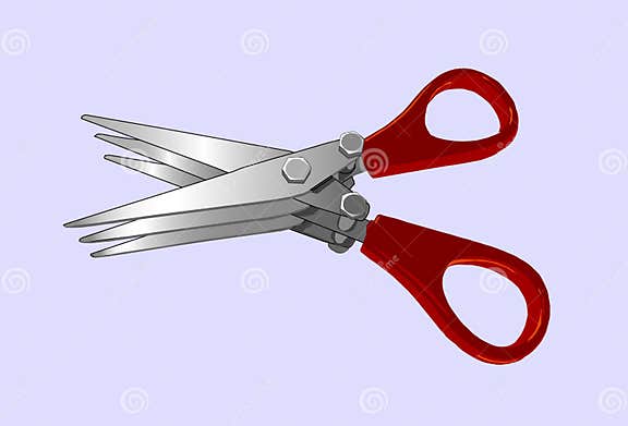 Scissors with Triple Blades Stock Vector - Illustration of three, sharp ...