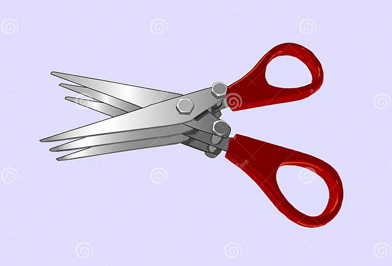 Scissors with Triple Blades Stock Vector - Illustration of three, sharp ...
