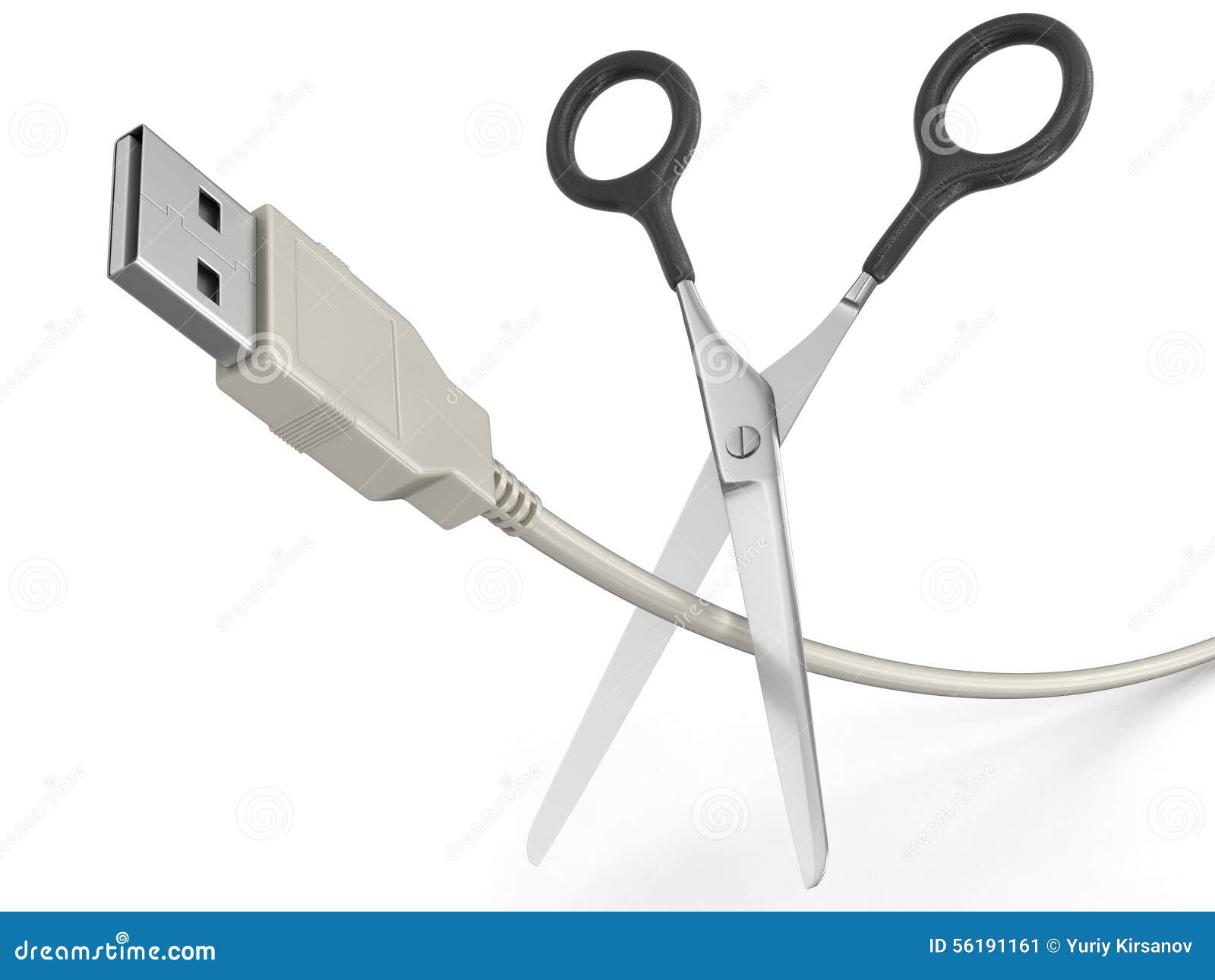 Scissors and USB Cable (clipping Path Included) Stock Illustration ...