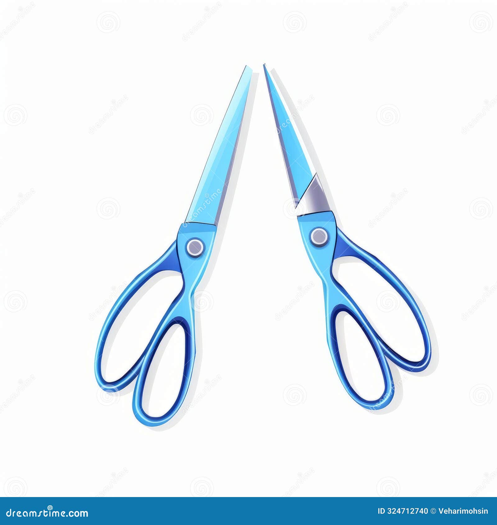 Scissors Vector Illustration. Cartoon Isolated Open Scissors with Blue ...