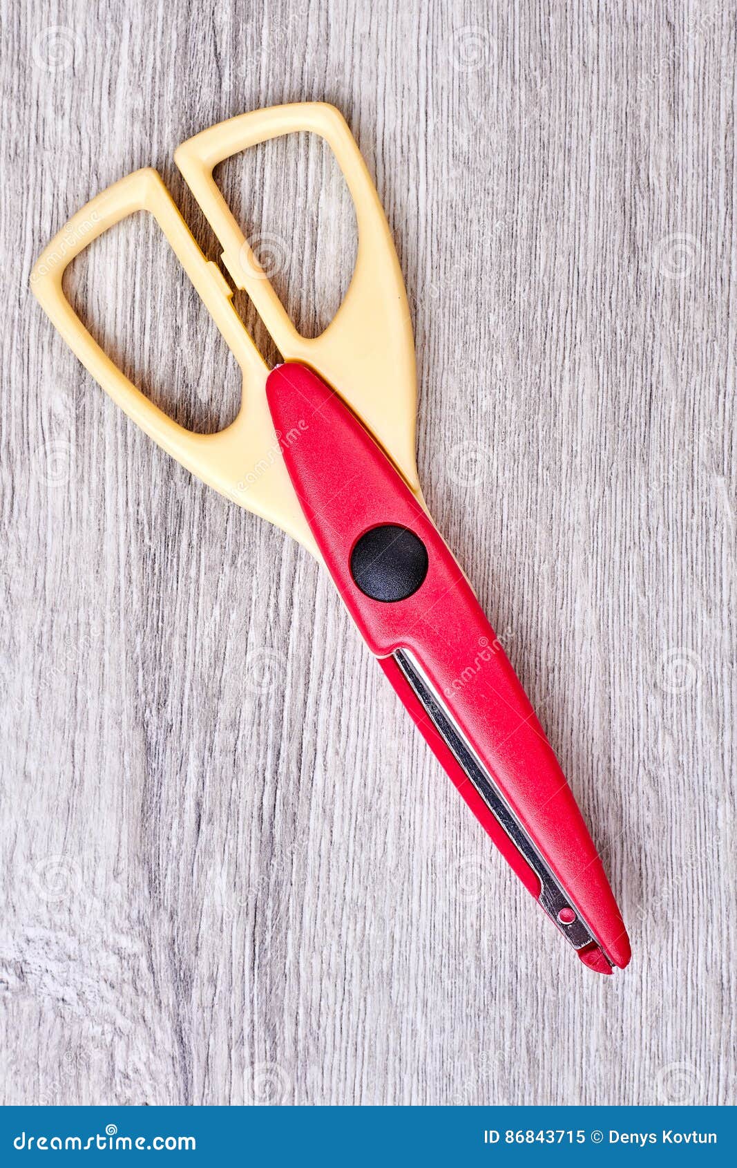 Scissors on Wooden Background. Stock Image - Image of handle ...