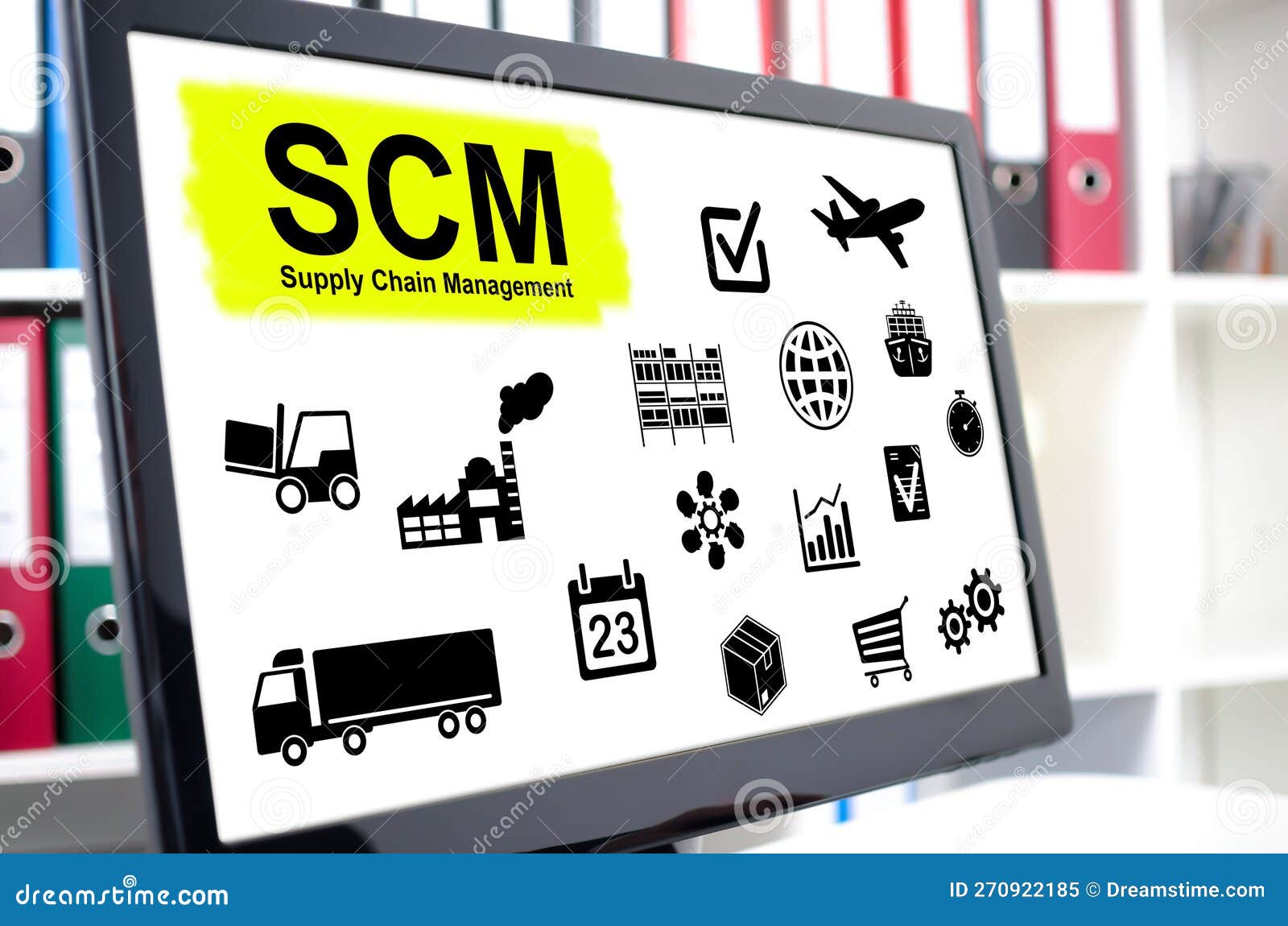 Scm Concept on a Computer Screen Stock Image - Image of inventory ...