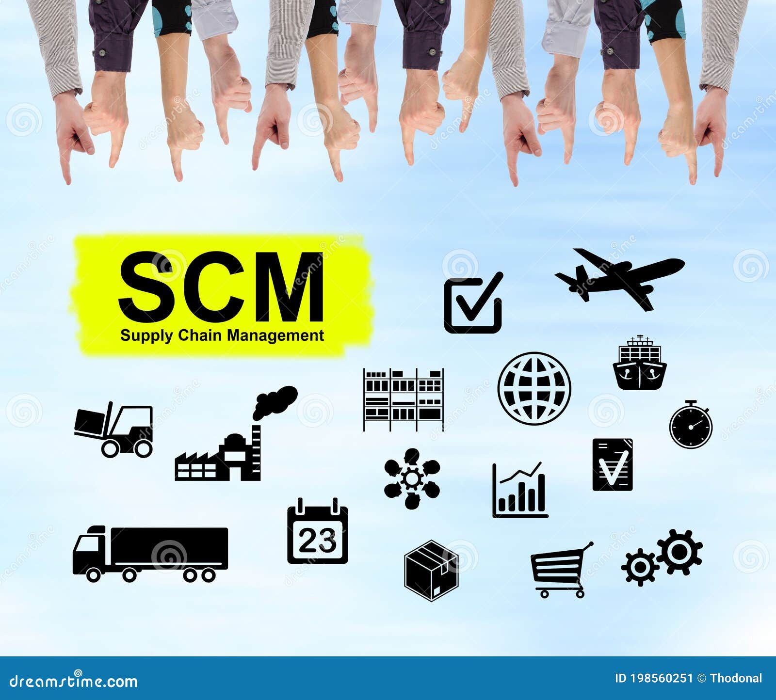 Scm concept on a wall stock image. Image of fingers - 198560251