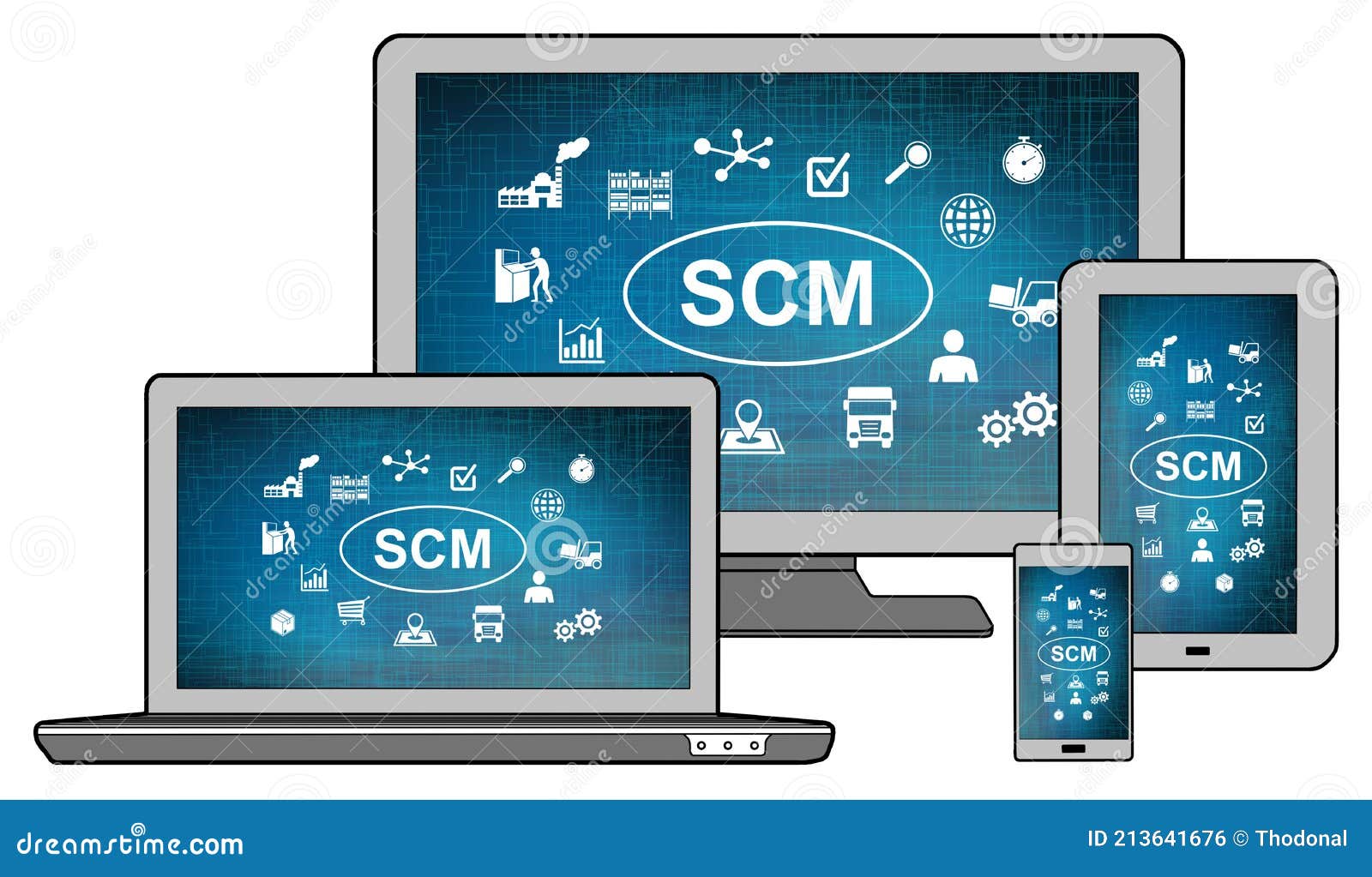 Scm Concept on Different Devices Stock Illustration - Illustration of ...