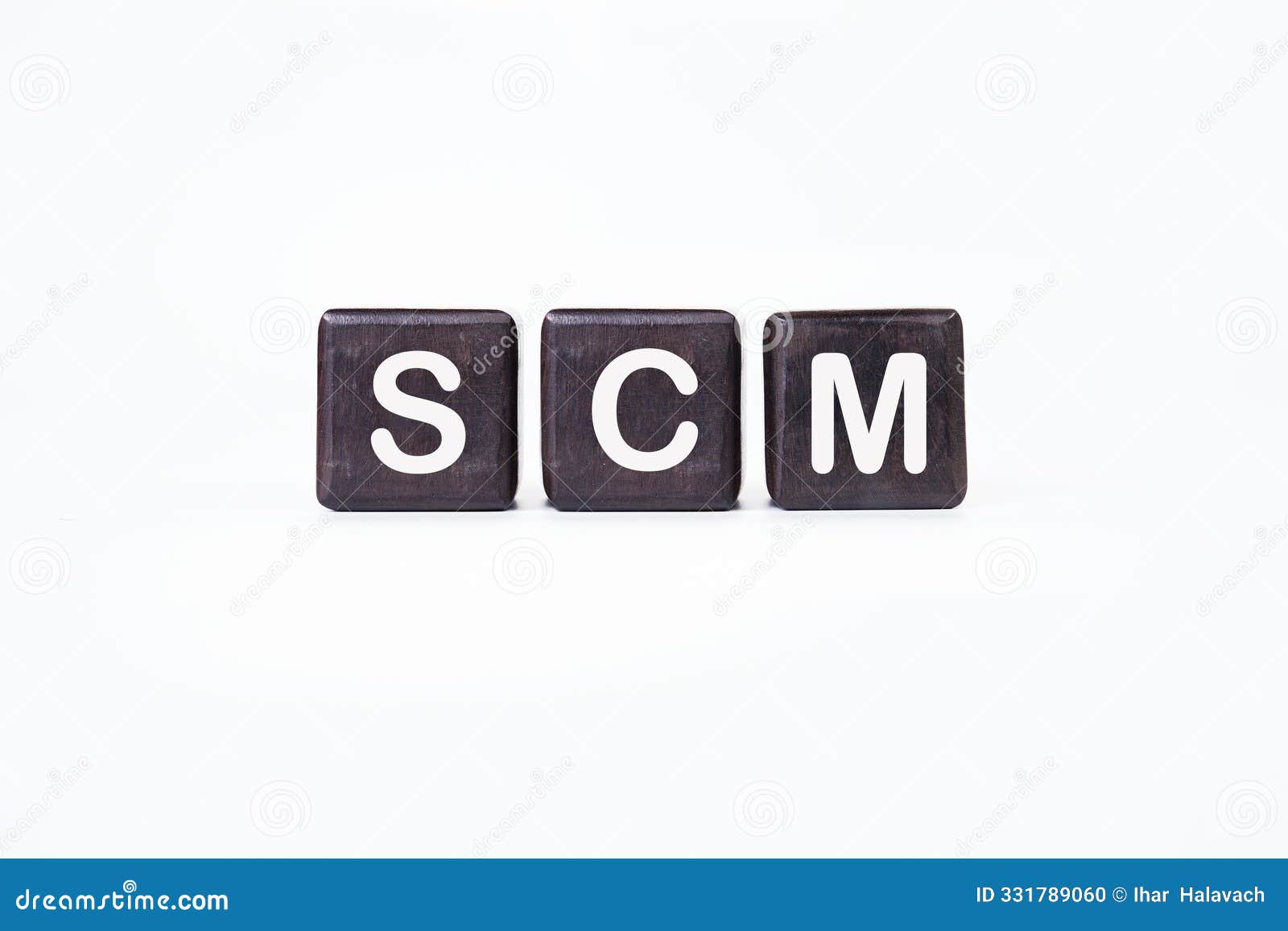 SCM Short for Supply Chain Management. SCM Assembled from Cubes on a White Background Stock ...