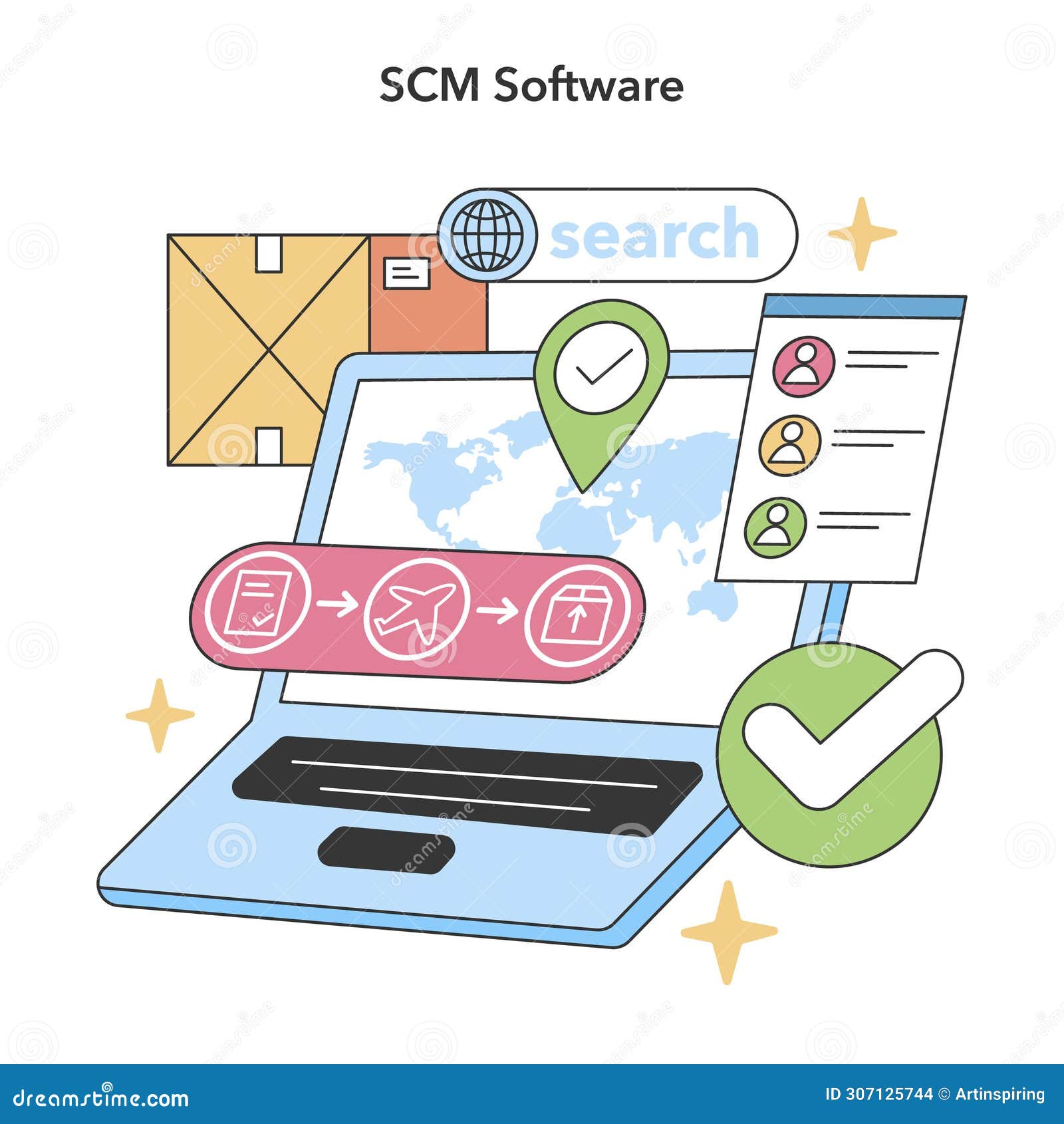 SCM Software Concept. Flat Vector Illustration Stock Vector ...