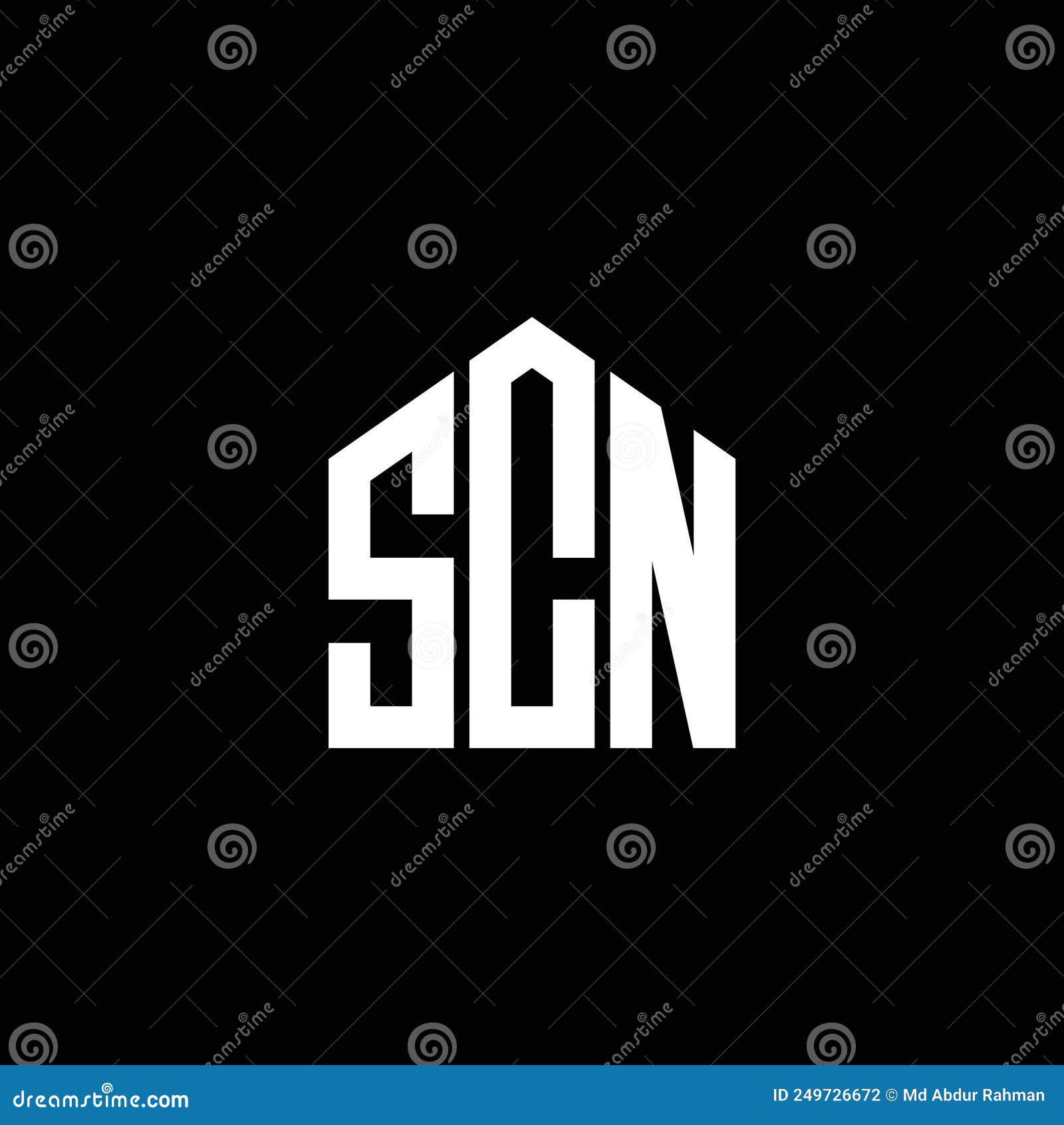 SCN Letter Logo Design on BLACK Background. SCN Creative Initials ...