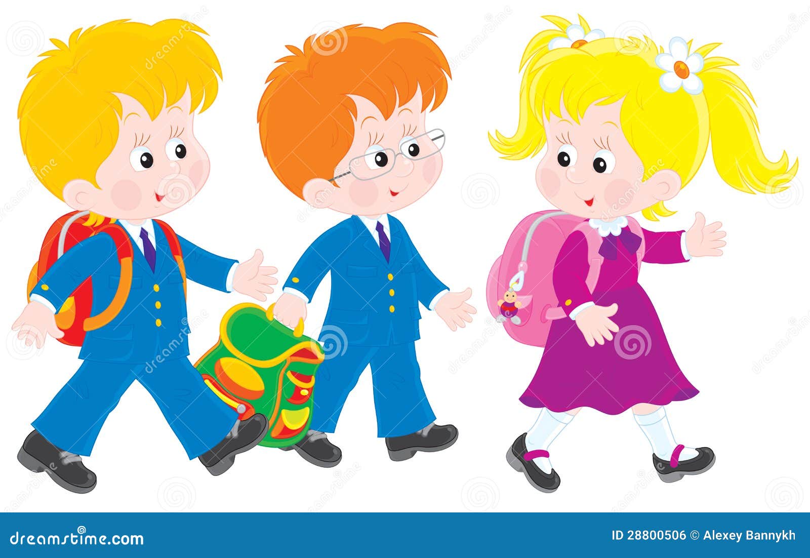 Scolari e scolara illustrazione vettoriale. Illustrazione di infanzia ...