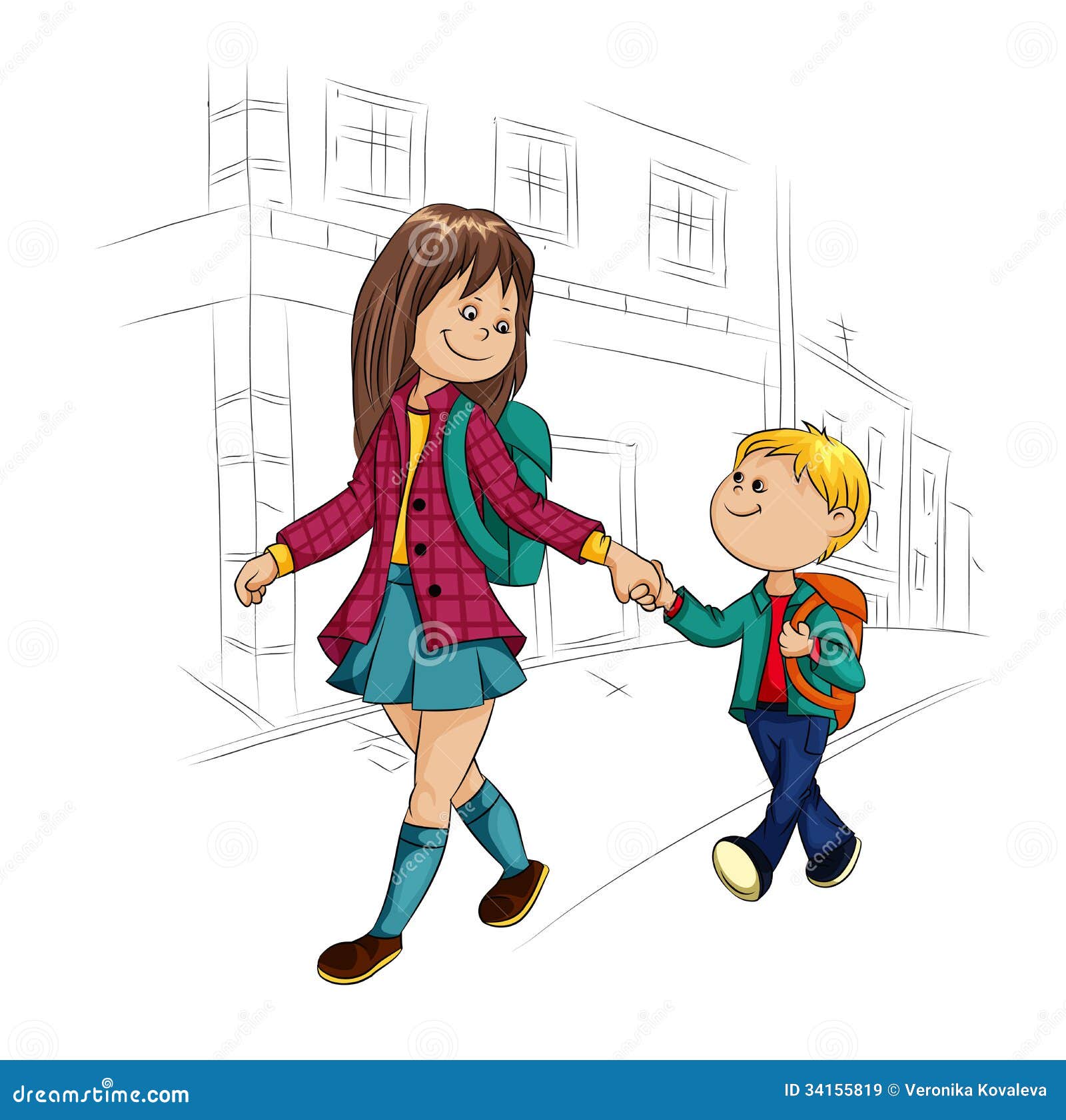 Scolaro e scolara illustrazione vettoriale. Illustrazione di scuola ...