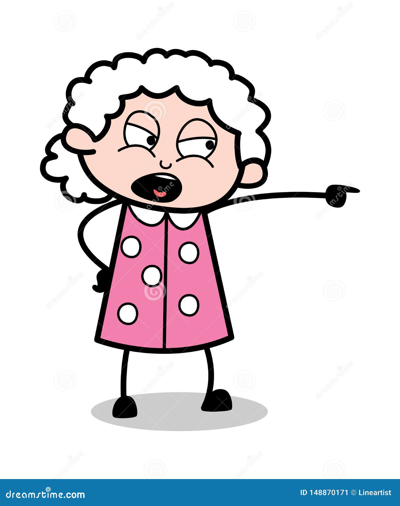 Scolding with Pointing Finger - Old Cartoon Granny Vector Illustration ...