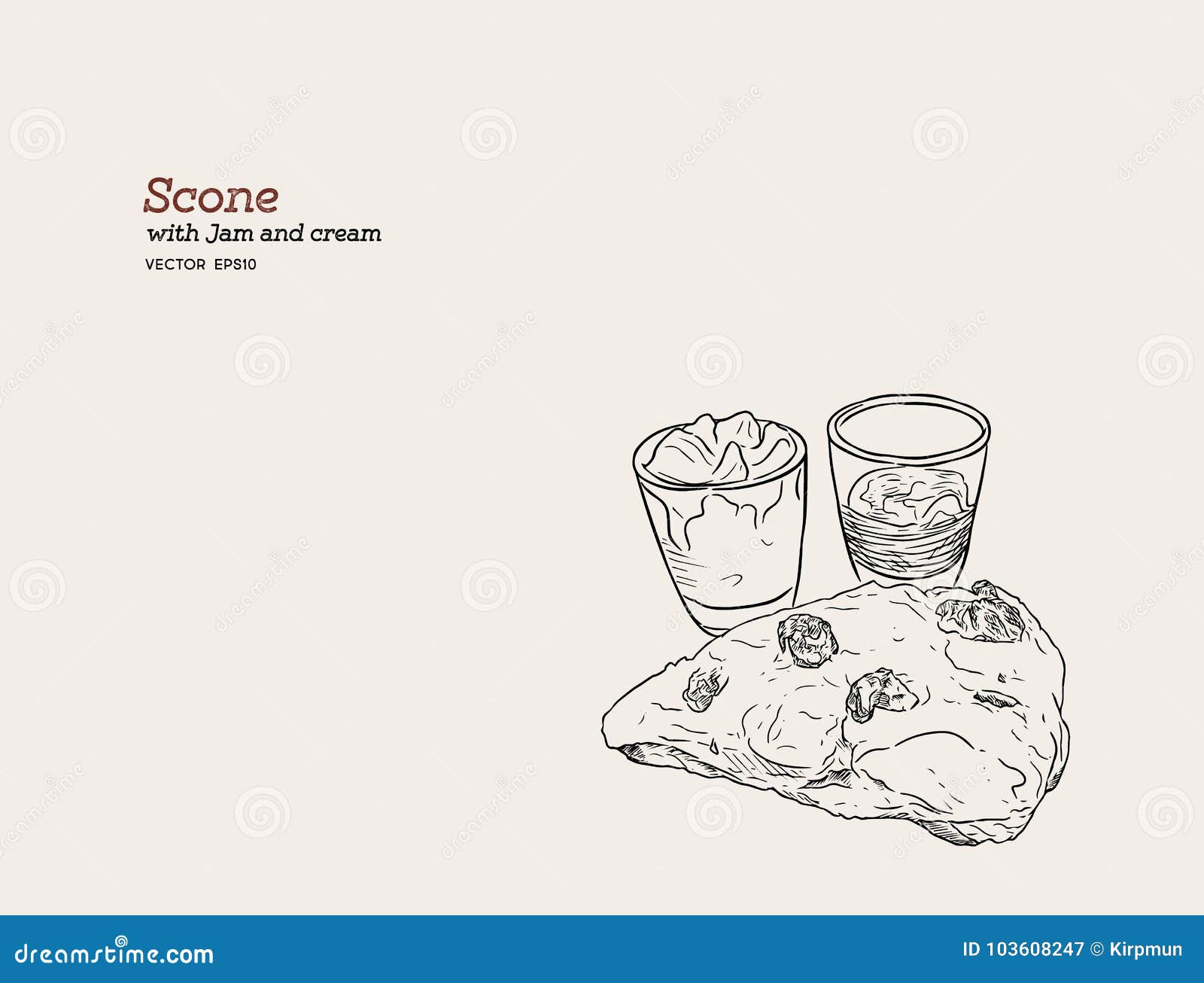 Scone with Cream and Jam Vector. Stock Vector - Illustration of bread ...
