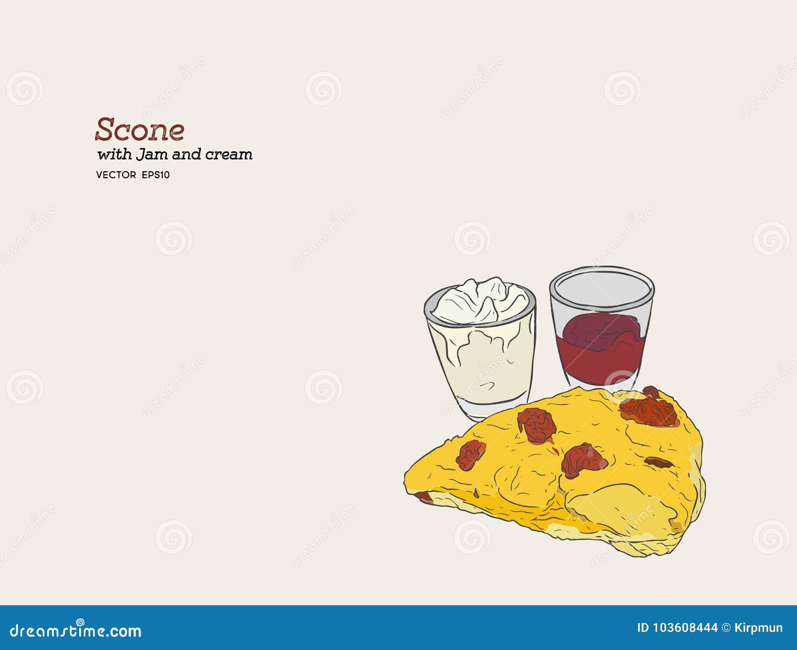Scone with Cream and Jam Vector. Stock Vector - Illustration of ...