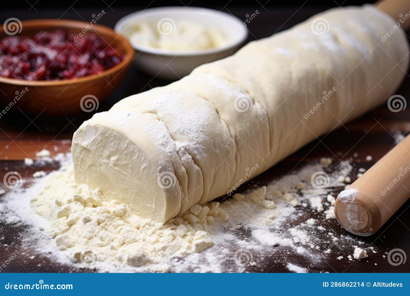 Scone Dough Rolled Out with a Rolling Pin Stock Illustration ...