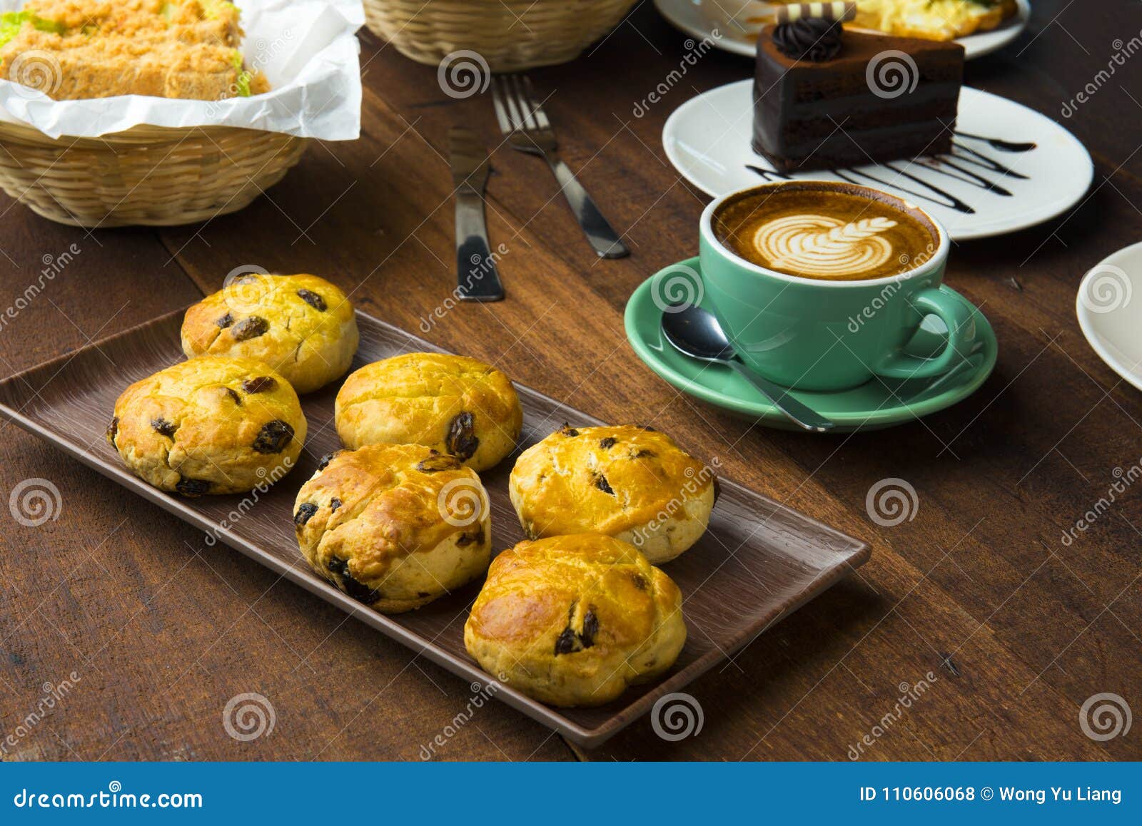 Scone , latte and pastry stock photo. Image of fresh - 110606068
