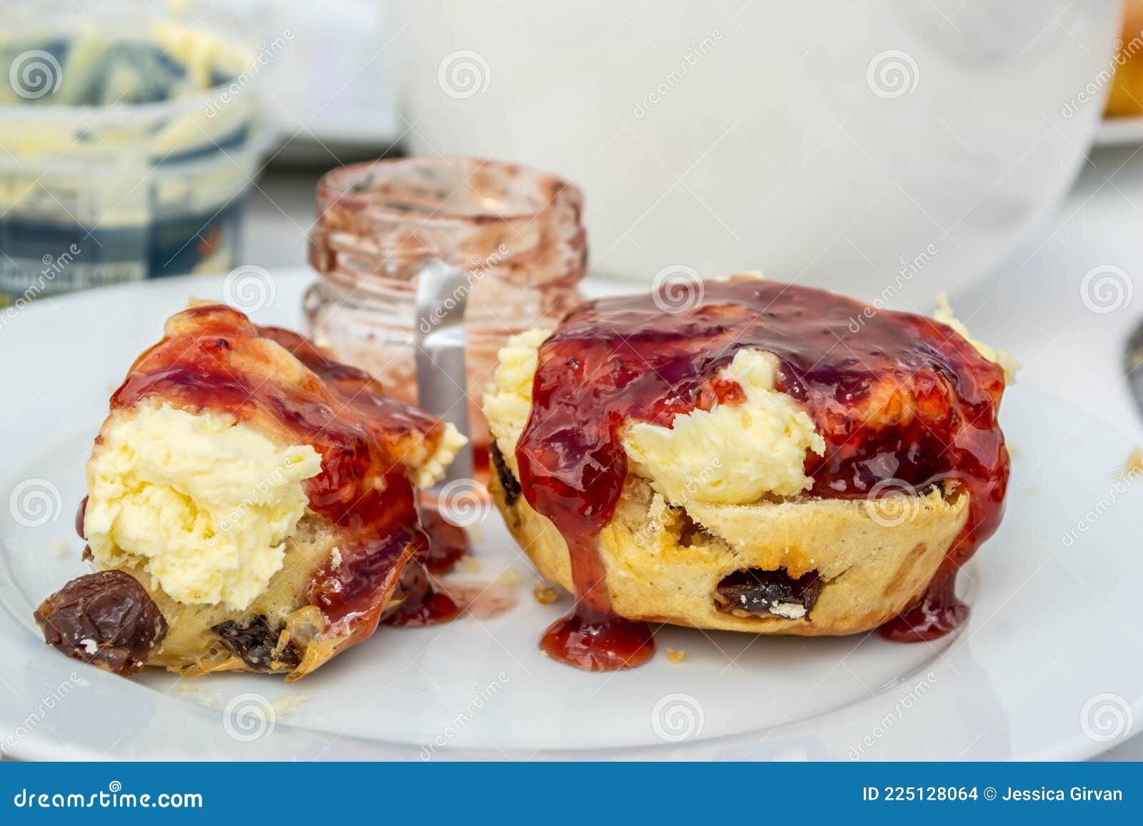 Devon Scone With Clotted Cream On Top Royalty-Free Stock Photo ...