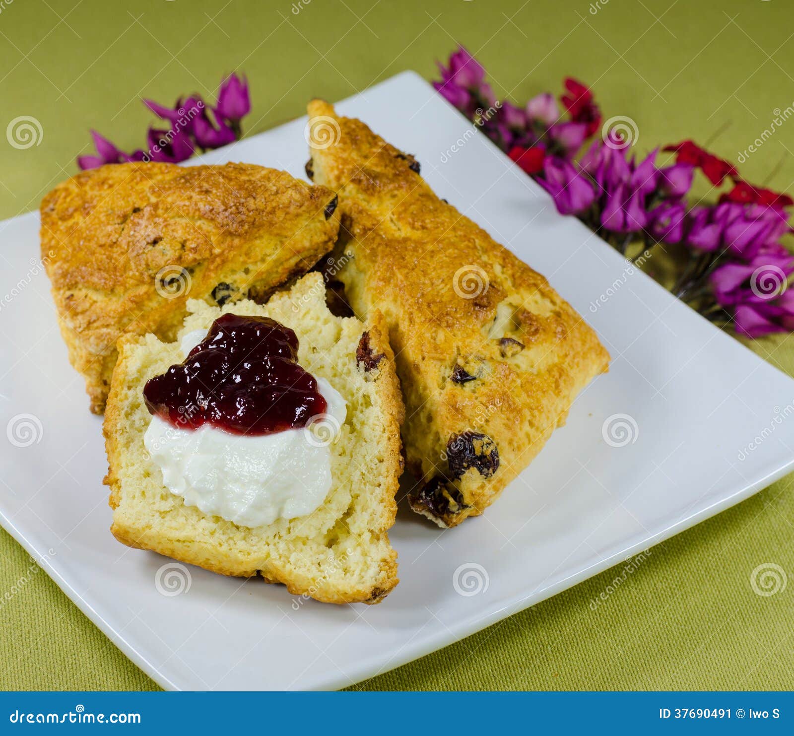 Scones with jam and cream stock image. Image of sweet - 37690491