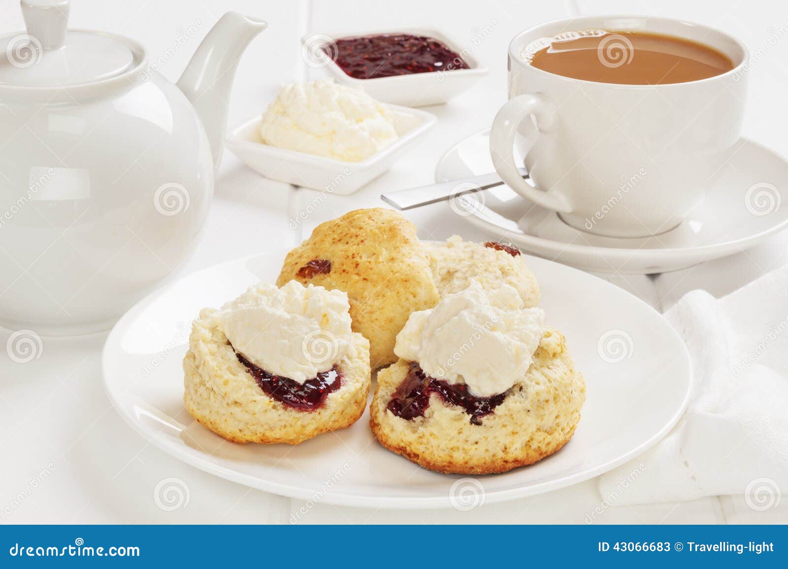 Scones with Jam and Cream stock image. Image of baked - 43066683