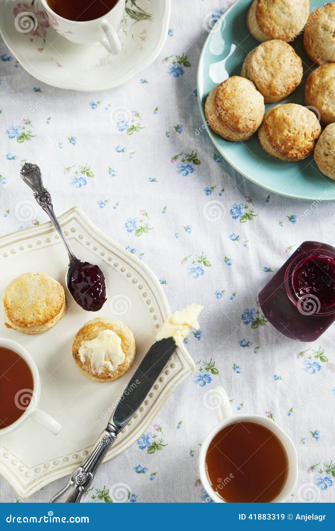 Scones and tea. stock image. Image of space, homemade - 41883319