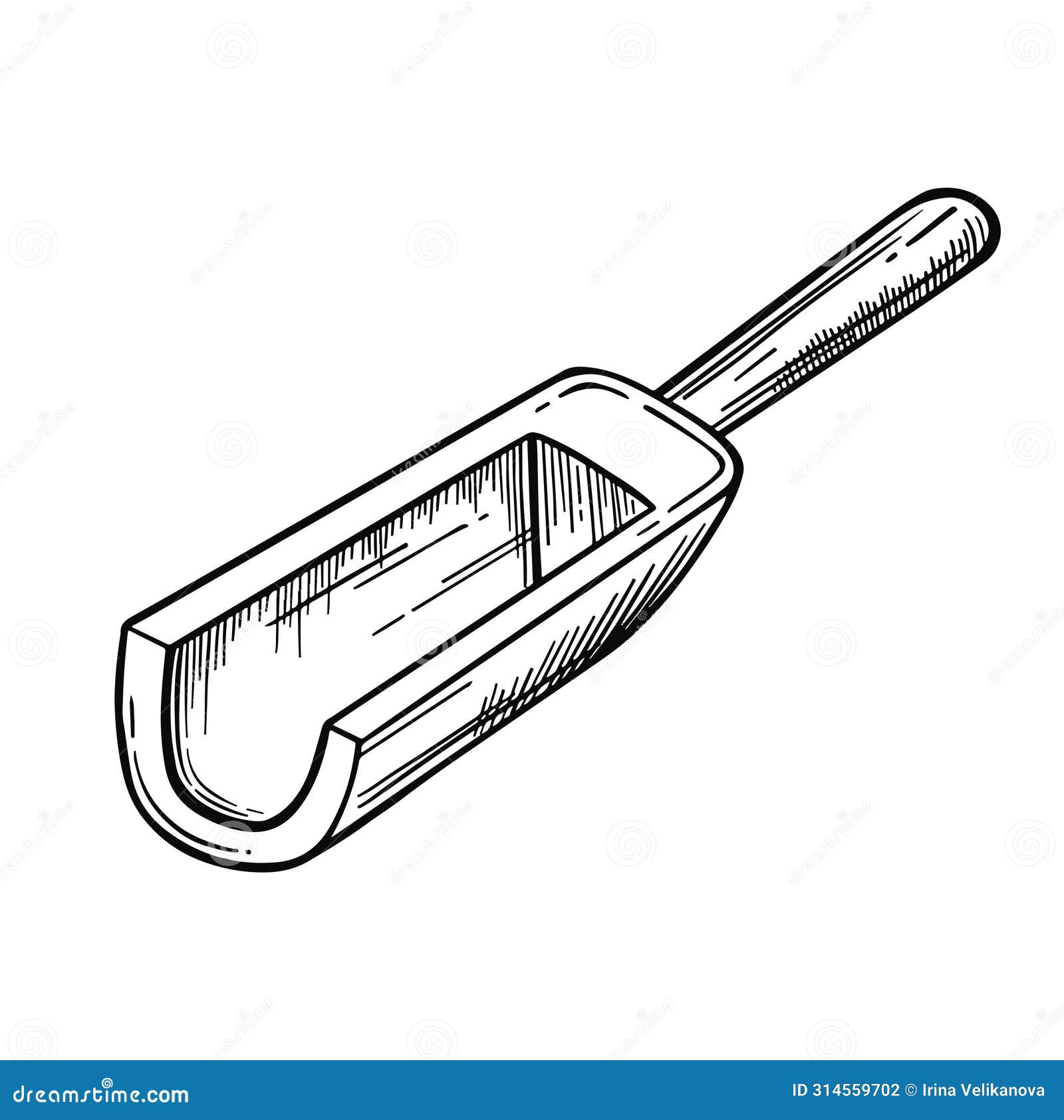 Scoop for Bulk Products, Black Line Vector Illustration Stock Vector ...