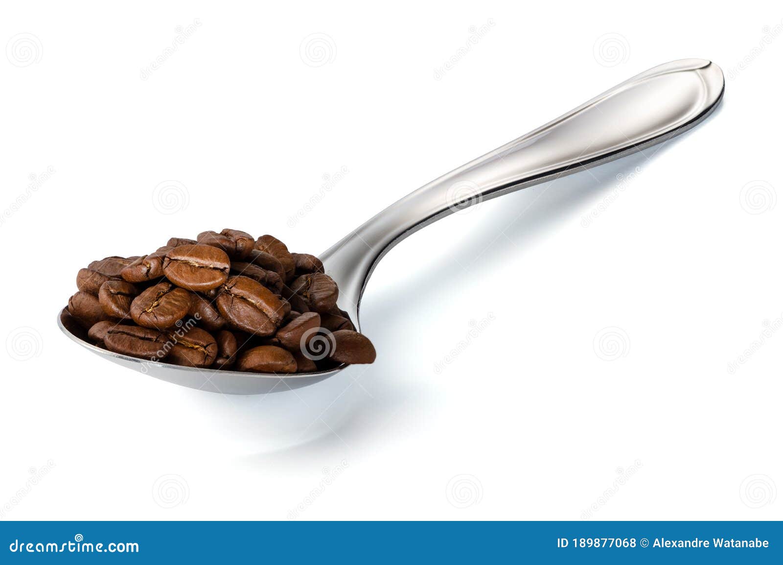 Scoop of Coffee Beans in a Spoon Isolated on a White Background Stock ...