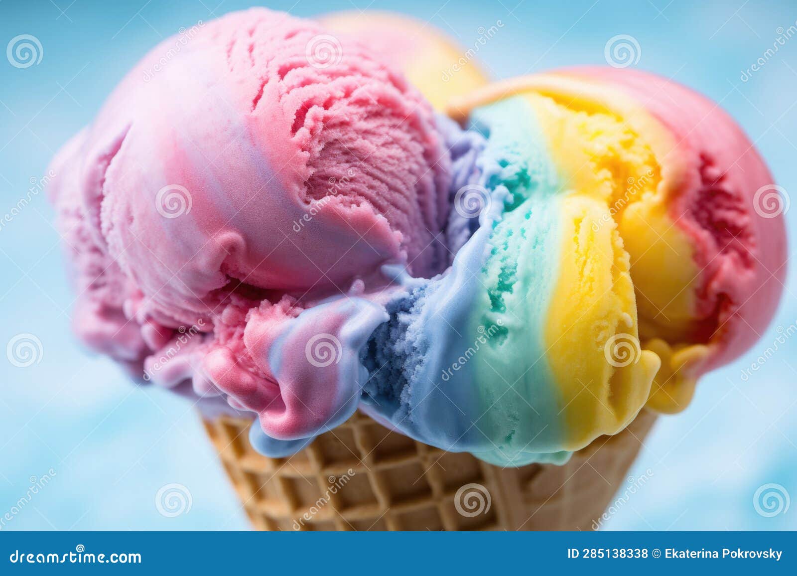 Scoop of Delicious Rainbow Colored Ice Cream Stock Illustration ...