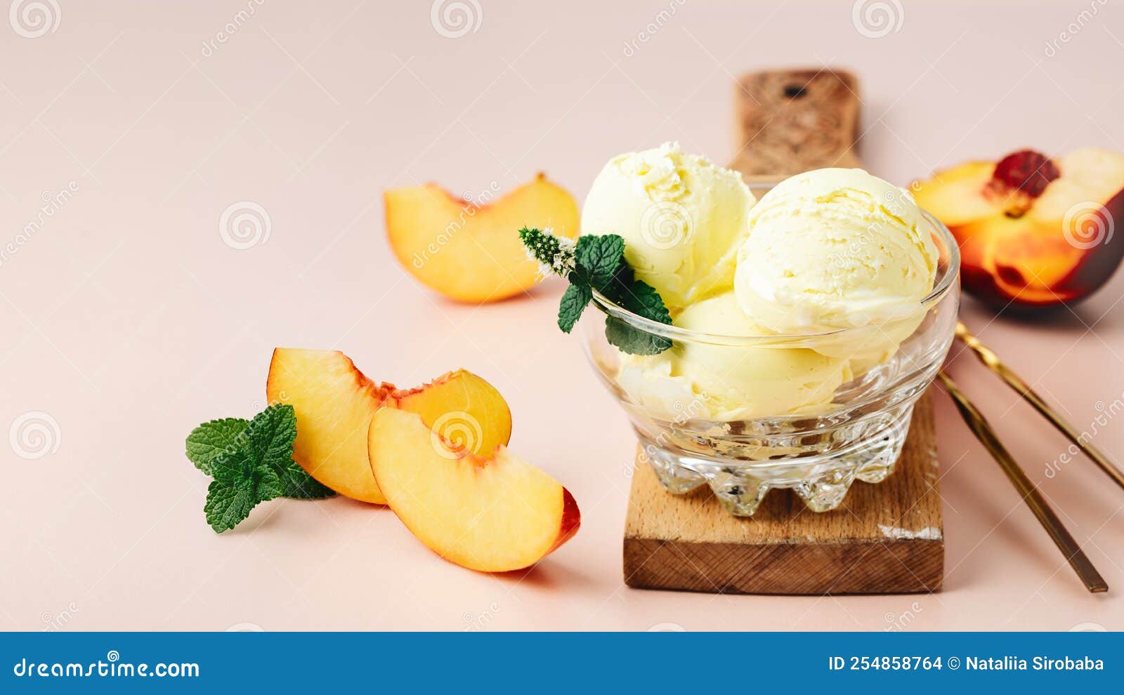 Scoop of peach ice cream stock photo. Image of peach - 254858764