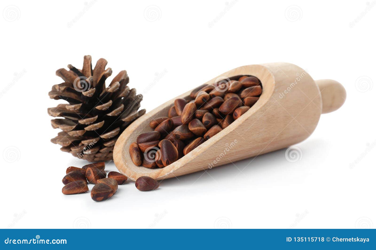 Scoop with Pine Nuts and Cone Stock Photo - Image of edible, protein ...