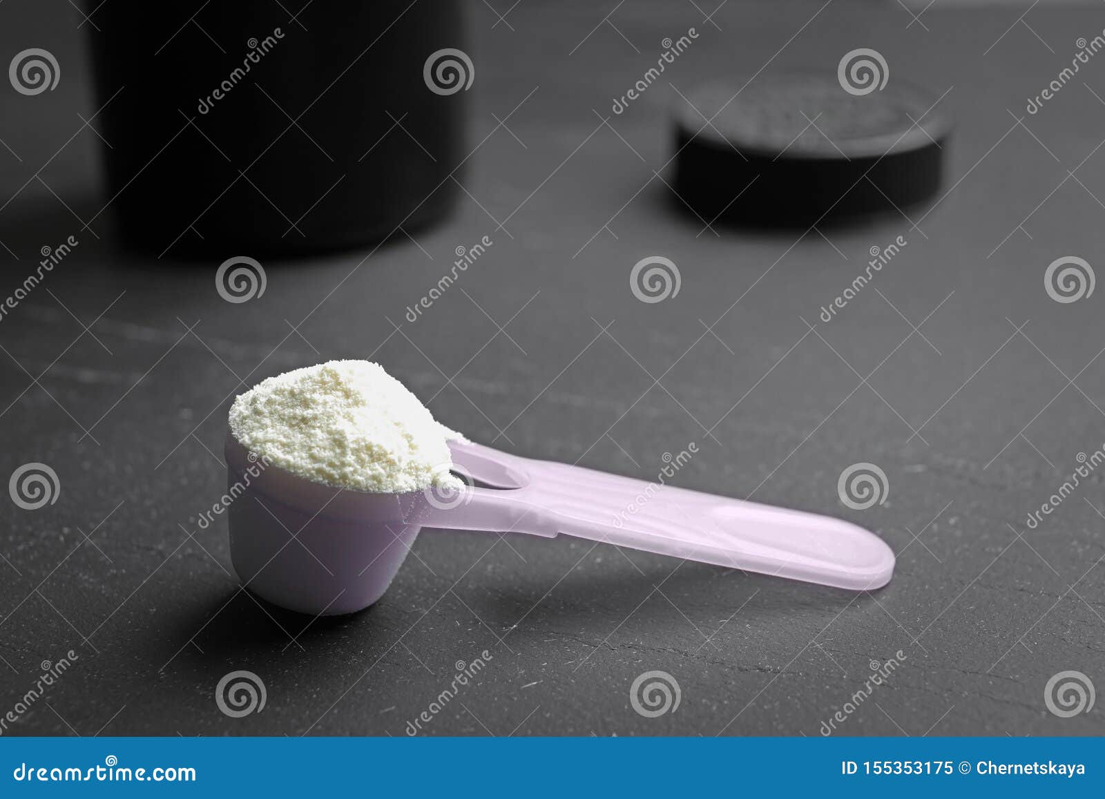 Scoop of Protein Powder on Black Stock Image - Image of powder, diet ...
