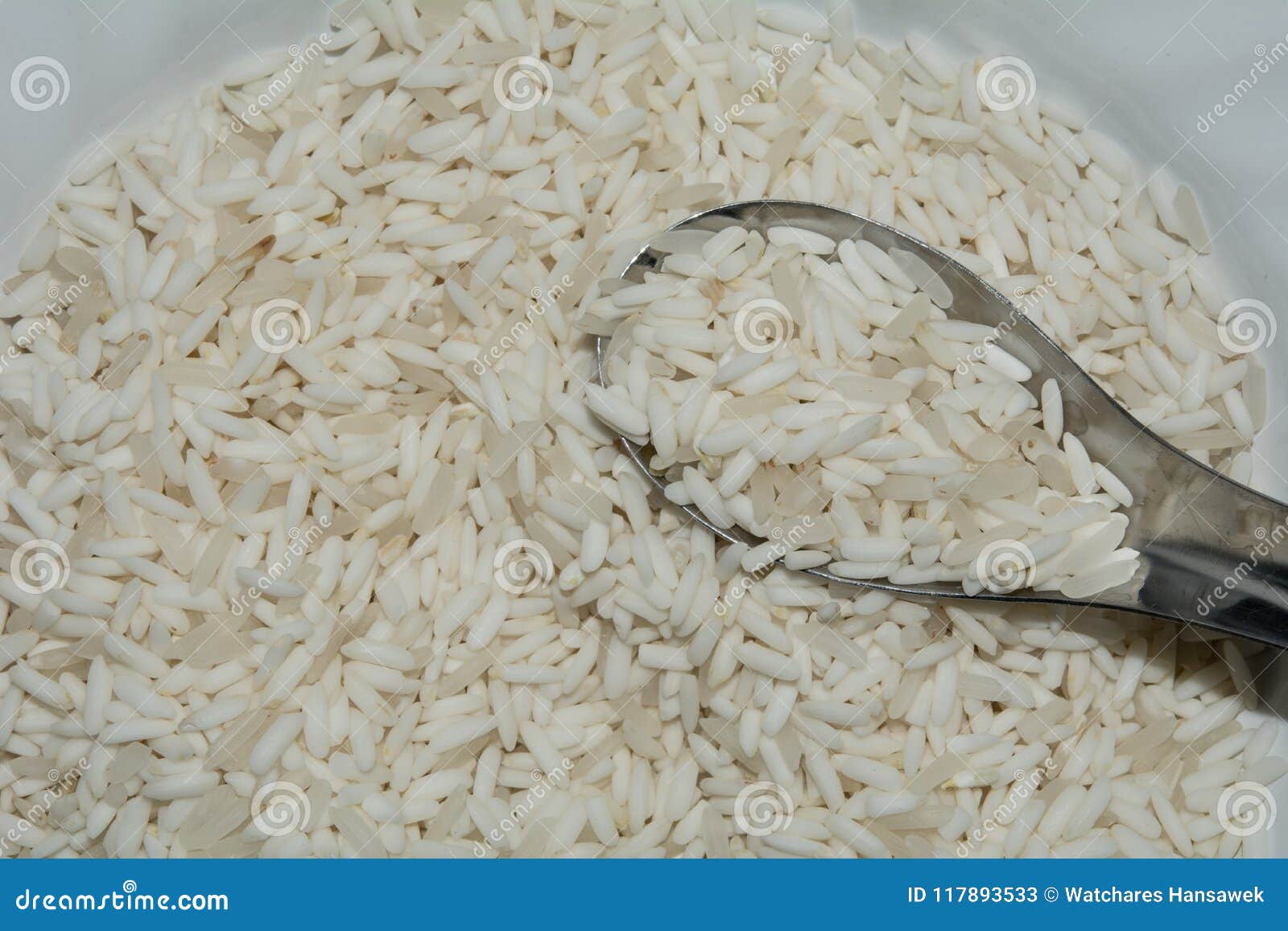 Scoop Rice by Spoon, Top View Texture of Rice in Dish, Macro Image ...