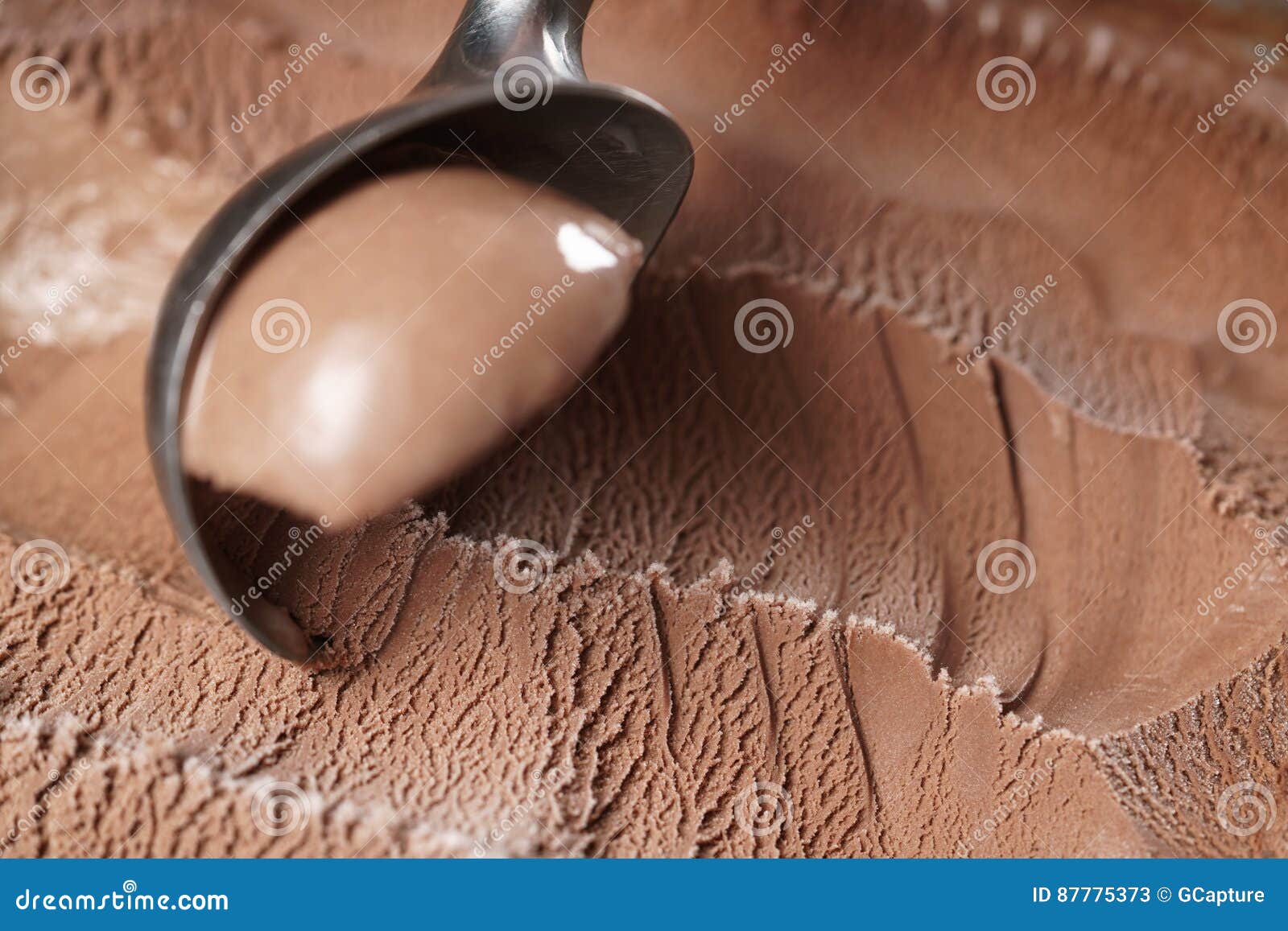 Scooping Chocolate Ice Cream Close Up Shot Stock Image - Image of close ...