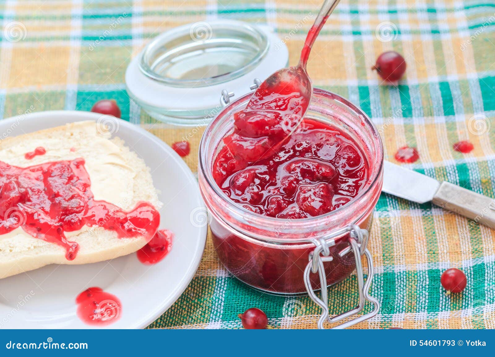 Scooping Gooseberry Jam Jar Spoon Stock Image - Image of preparations ...