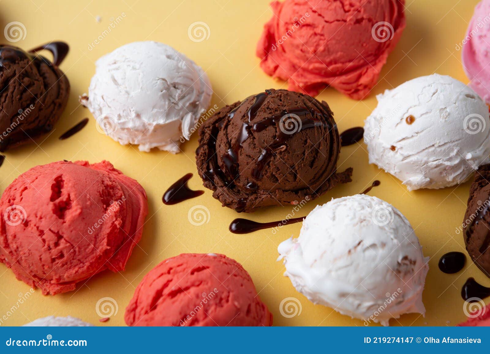 Scoops of Gelato on Golden Surface, Ice Cream Stock Image - Image of ...