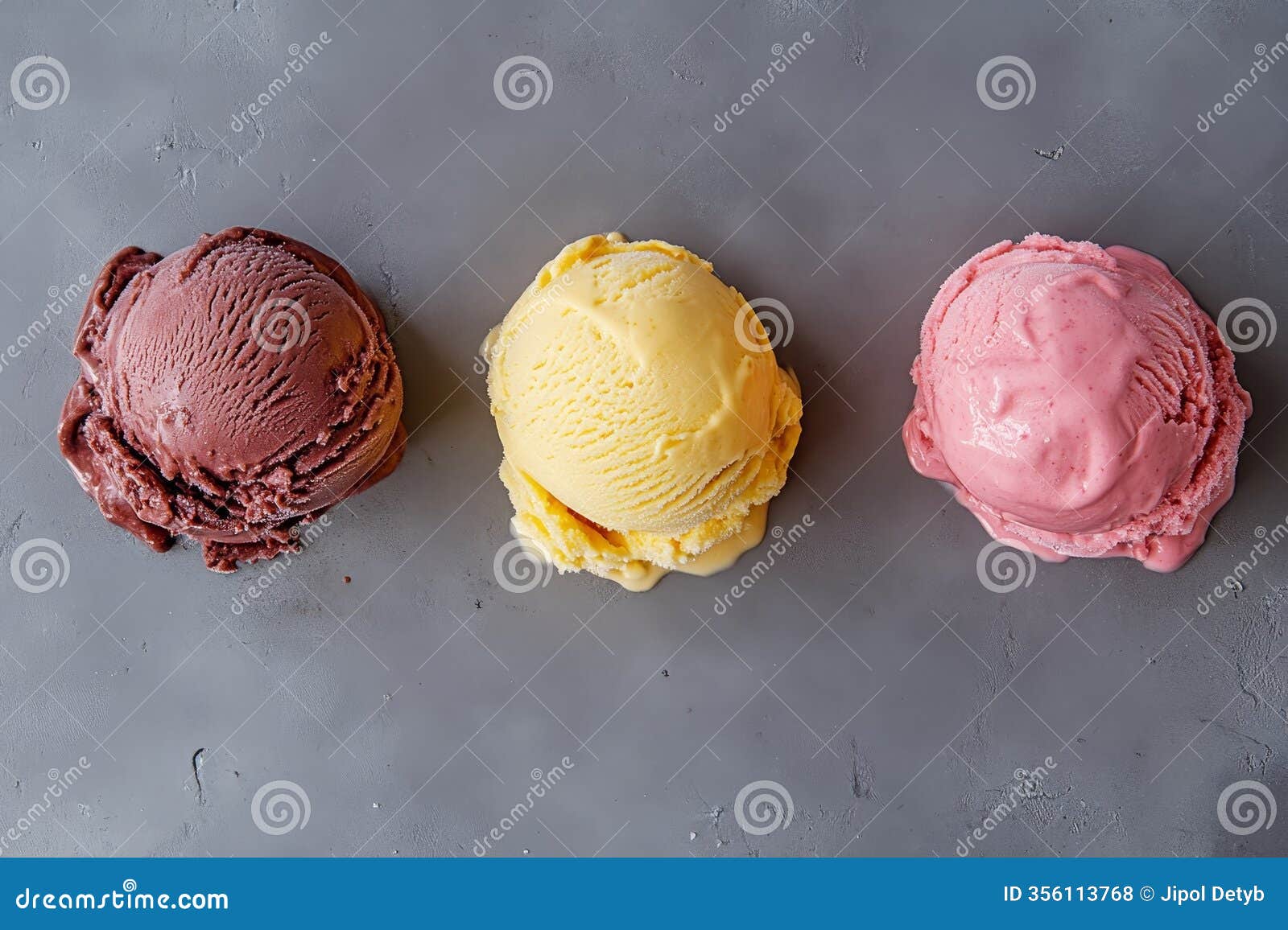 Scoops Ice Cream of Different Flavors and Fruits. Stock Photo - Image ...