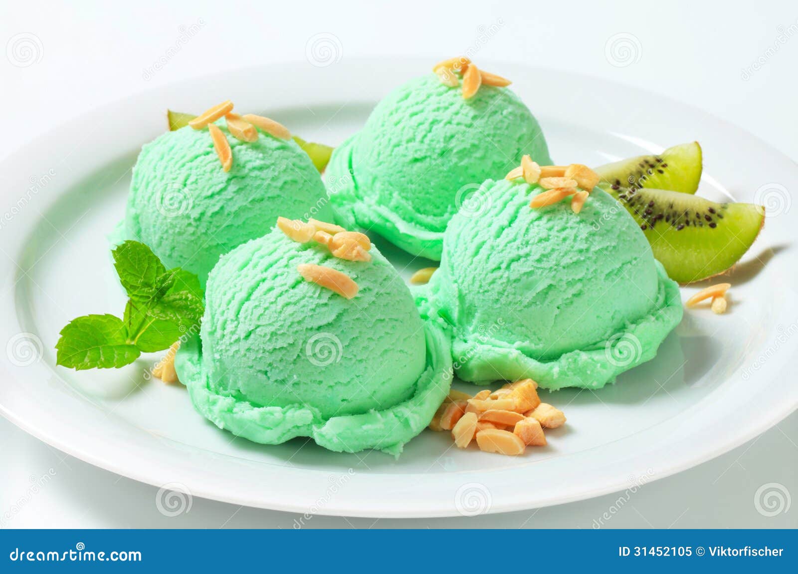 Scoops of Light Green Ice Cream Stock Image - Image of sweet, studio ...