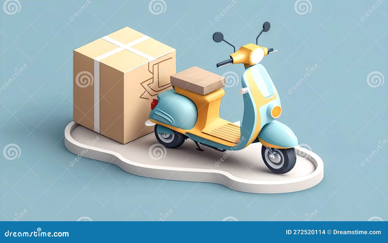 Scooter and Cardboard Box, Delivery Concept, Generative AI. Stock ...