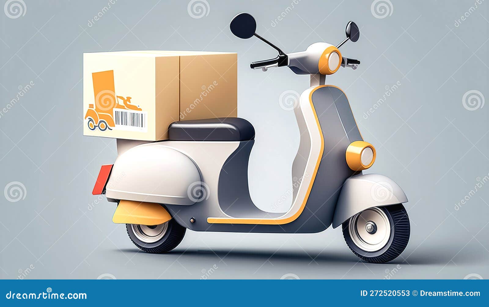 Scooter and Cardboard Box, Delivery Concept, Generative AI. Stock Image ...