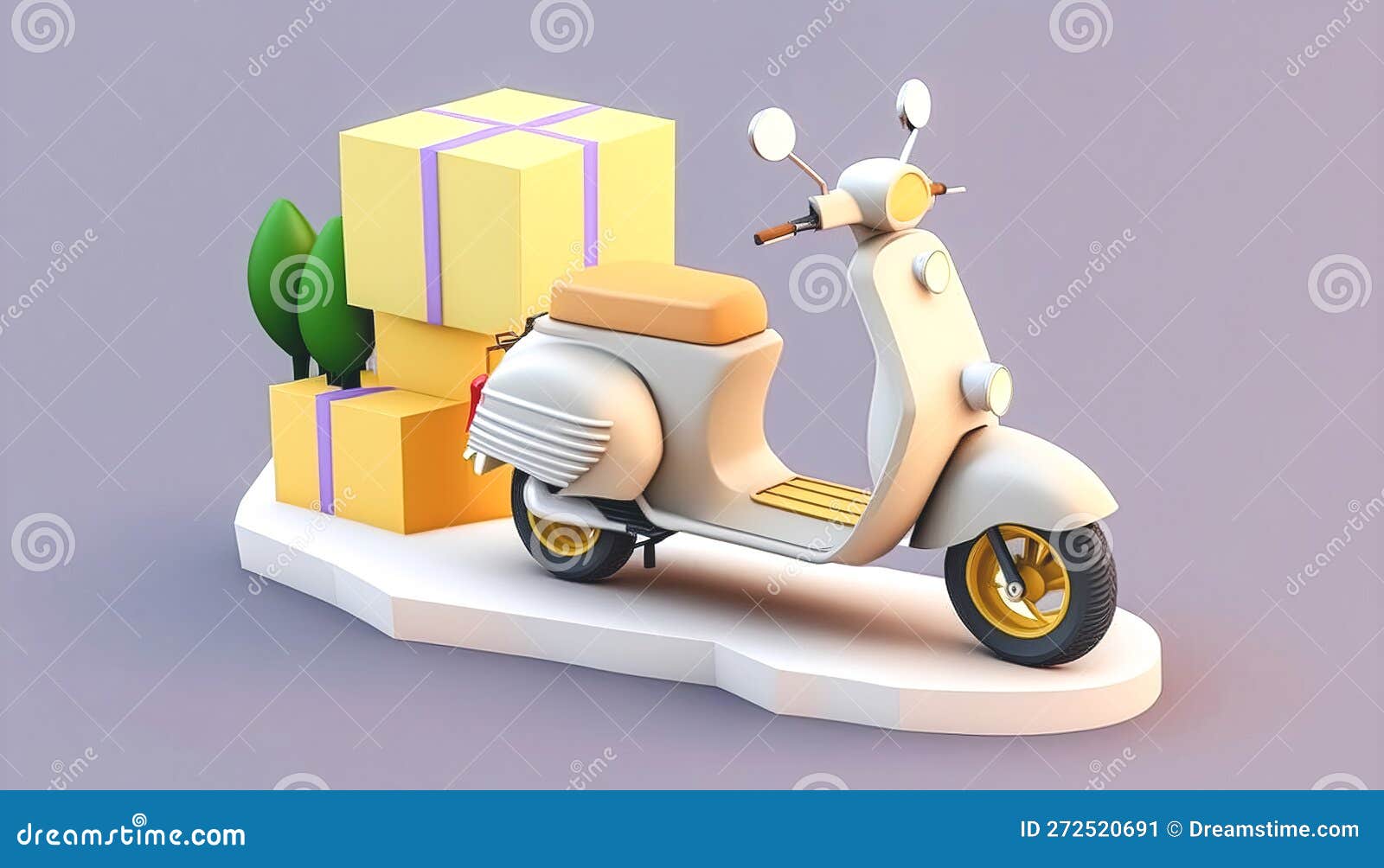 Scooter and Cardboard Box, Delivery Concept, Generative AI. Stock Image ...