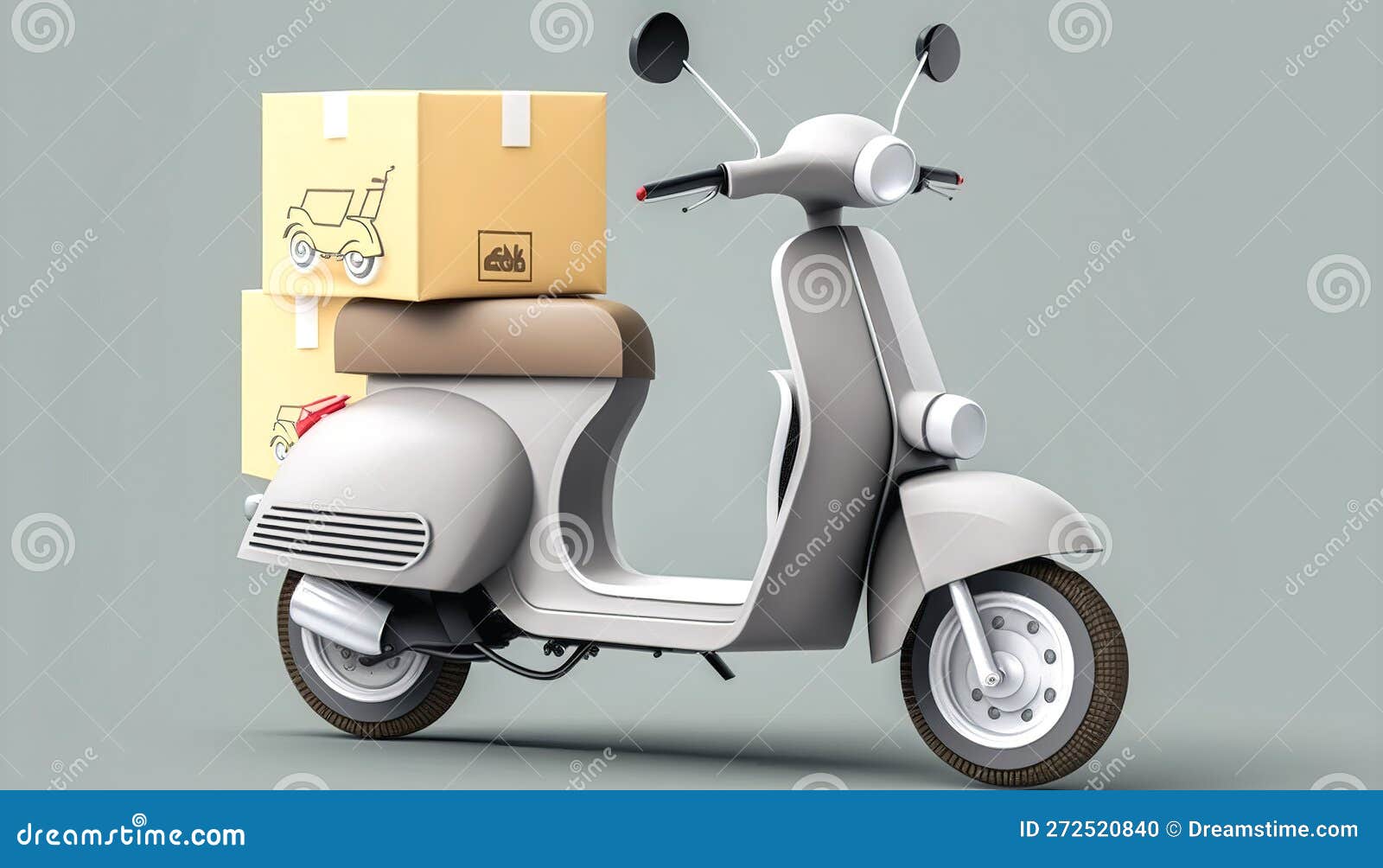 Scooter and Cardboard Box, Delivery Concept, Generative AI. Stock Photo ...