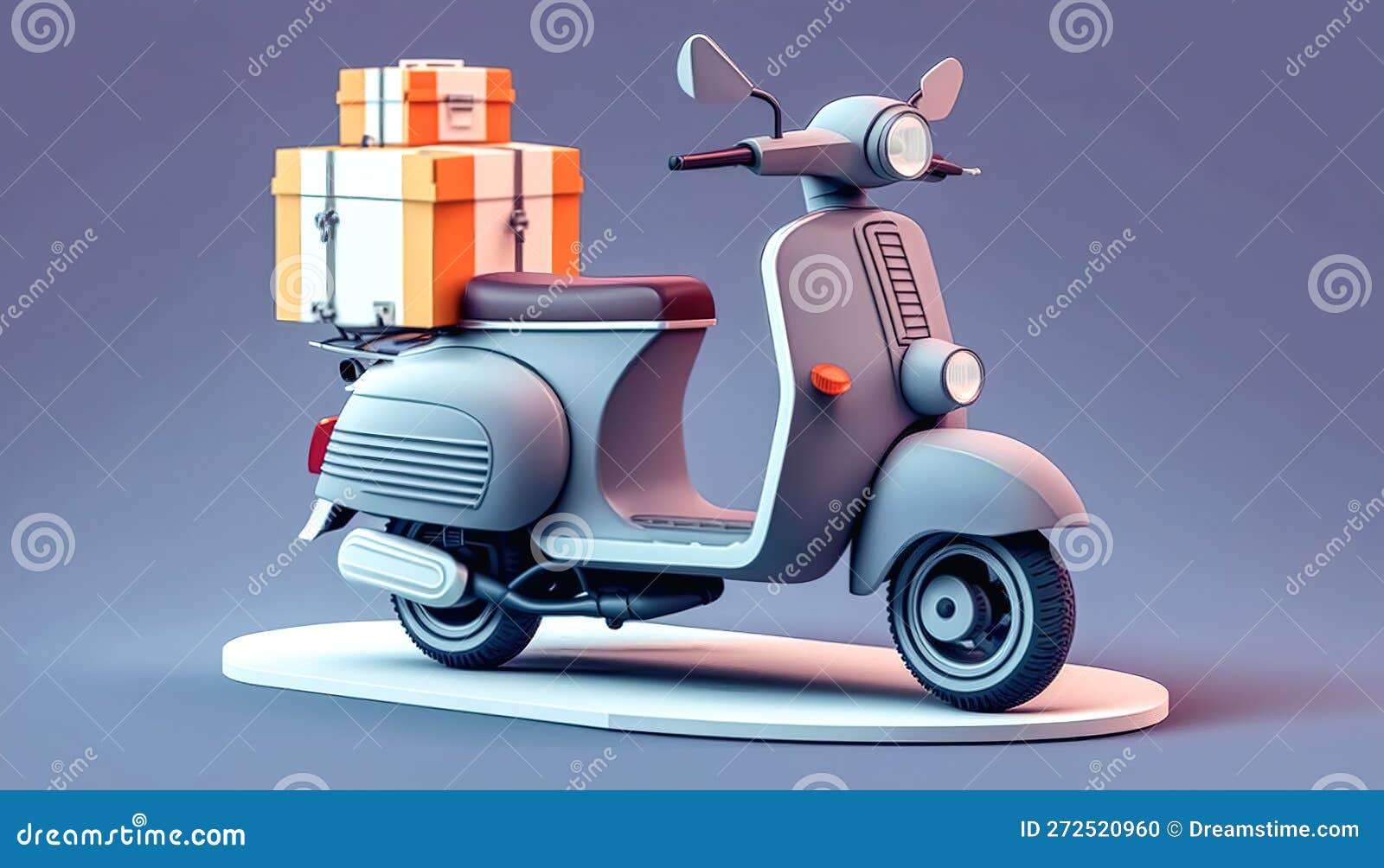 Scooter and Cardboard Box, Delivery Concept, Generative AI. Stock Photo ...