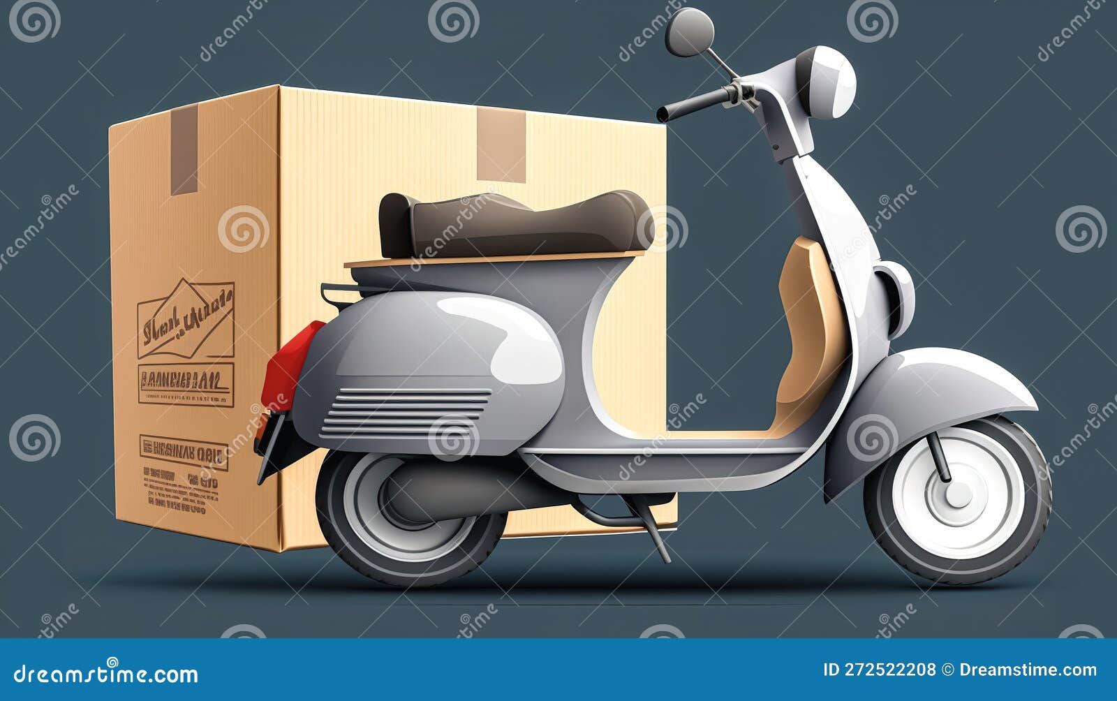 Scooter and Cardboard Box, Delivery Concept, Generative AI. Stock ...