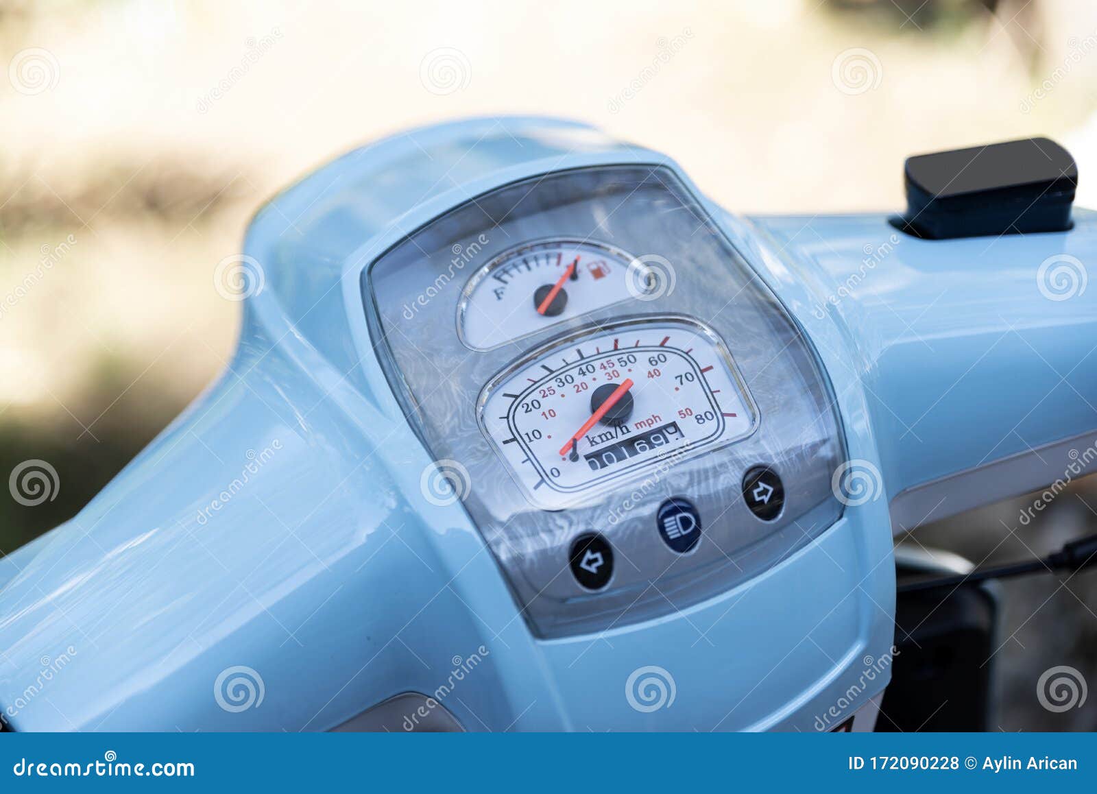 Scooter Control Panel, Signal, Fuel and Speed Indicators. Stock Photo ...
