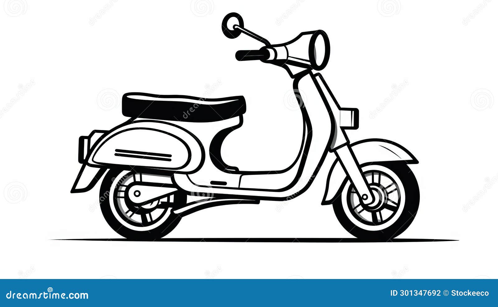 Bold Outlines: a Simple Black and White Scooter Stock Illustration ...