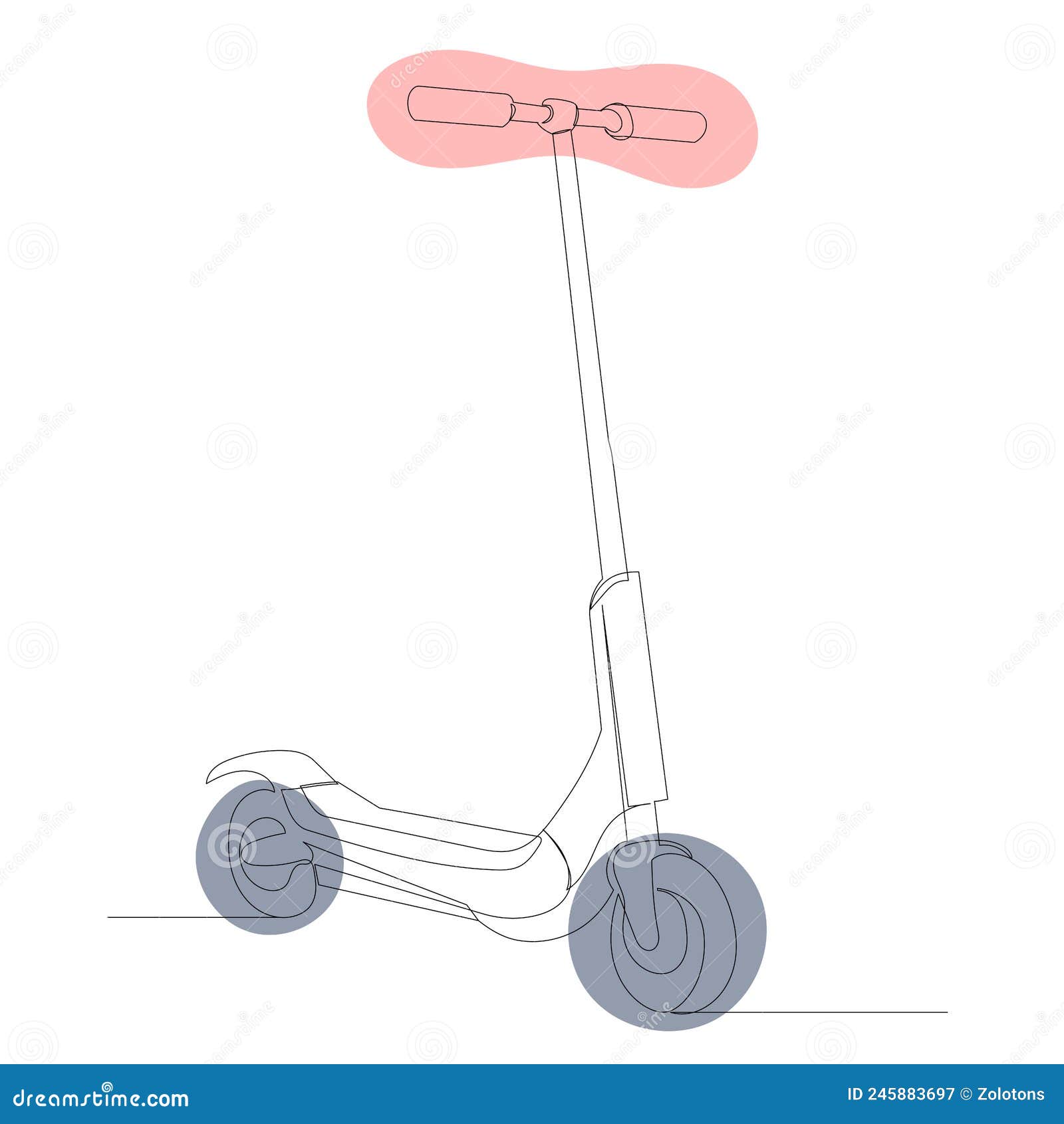 Scooter Drawing by One Continuous Line, Sketch Stock Vector ...