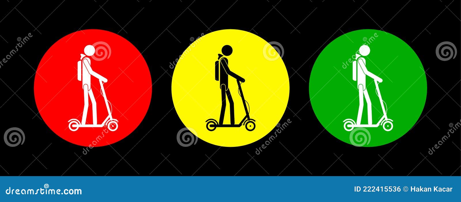 Scooter Warning Signs. Vector Stock Vector - Illustration of delivering ...