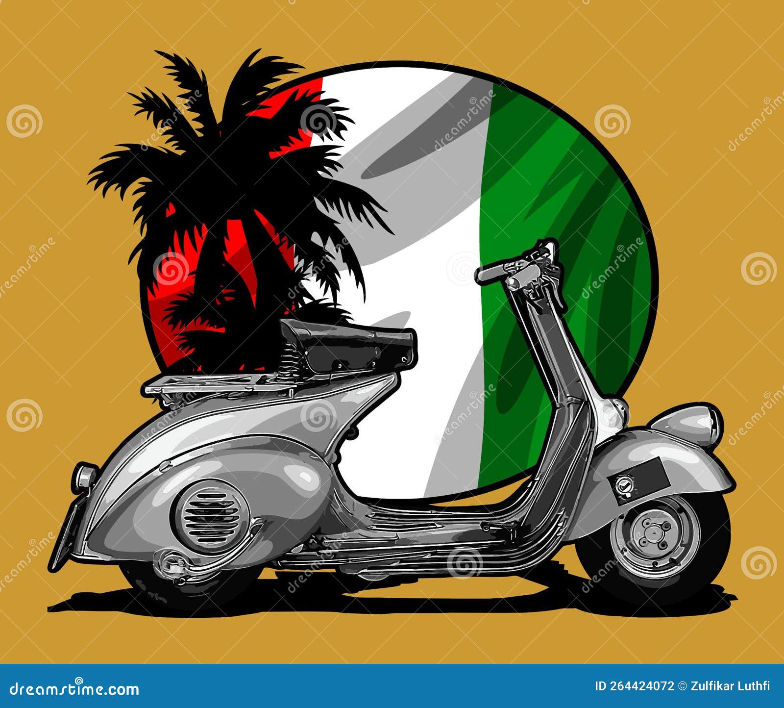 Scooter and flag stock vector. Illustration of font - 264424072