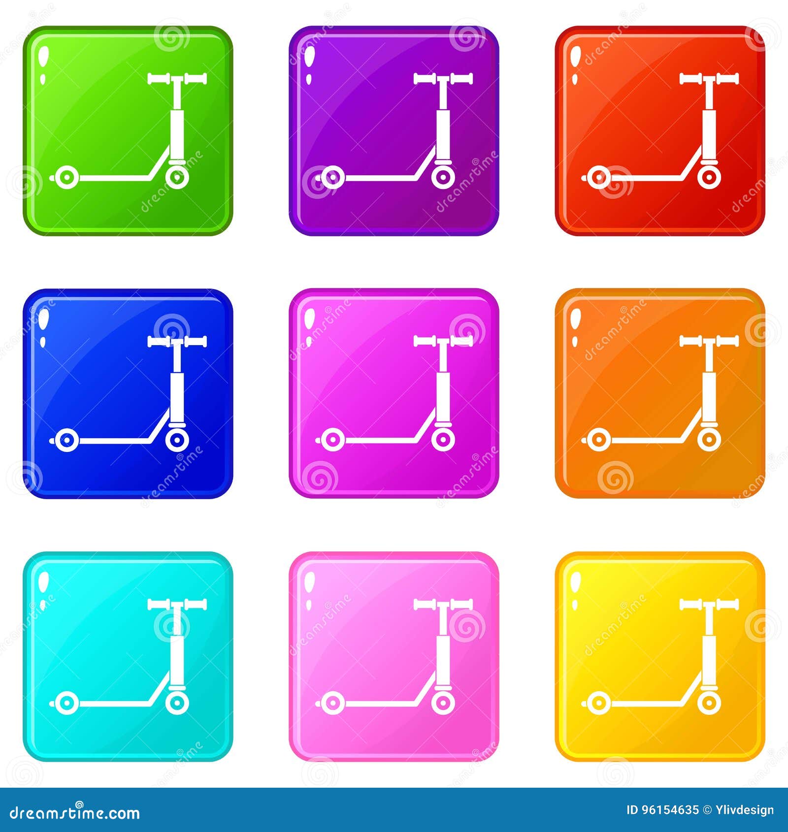 Scooter icons 9 set stock vector. Illustration of ride - 96154635